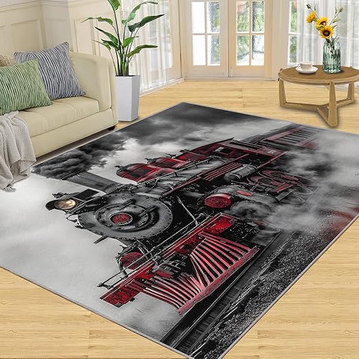 Amazon.com: Steam Engine Rug - 5x5 Rugs for Living Room, Industrial ...