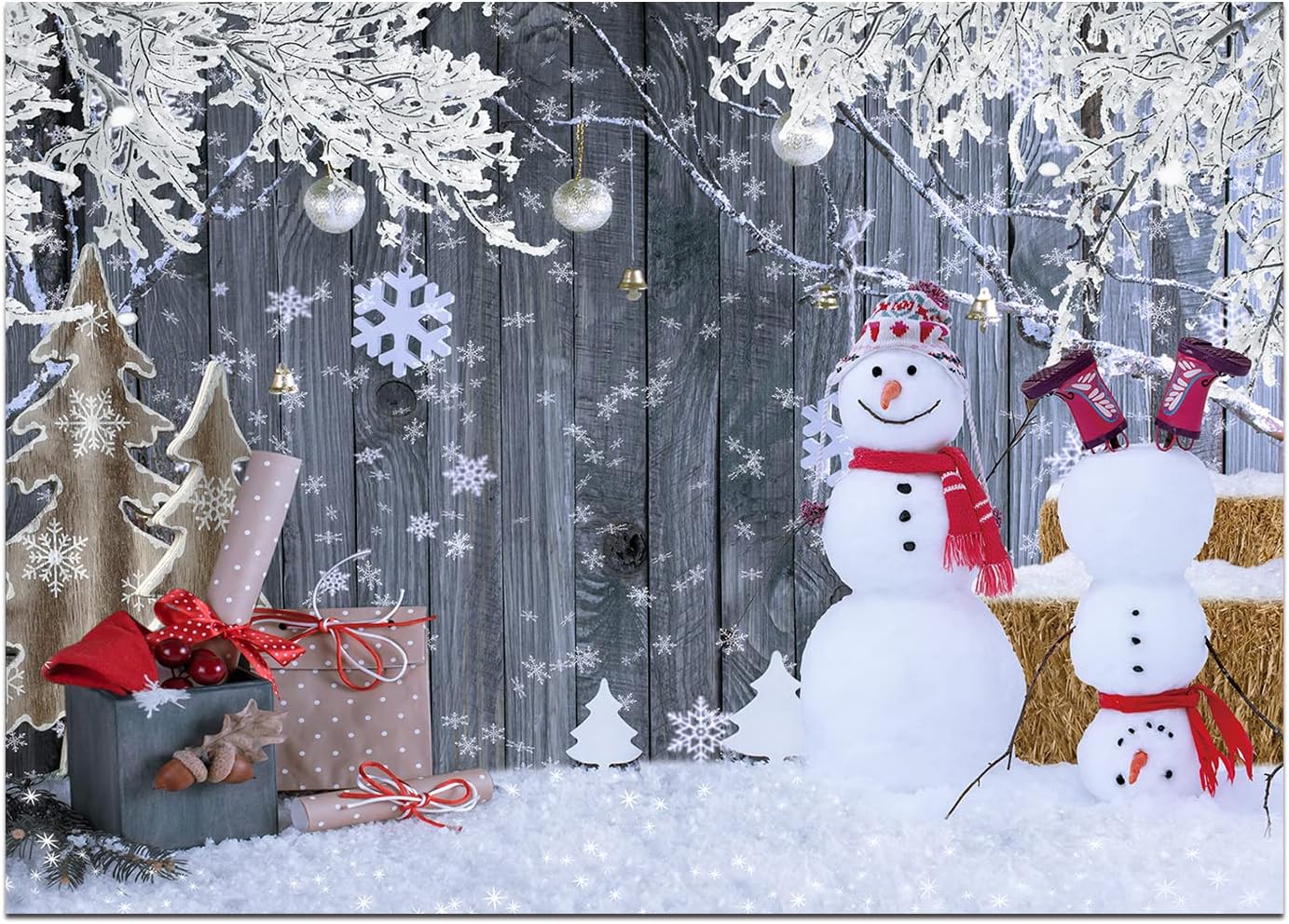 Amazon.com : Blulu Christmas Backdrop for Photography, Fabric Wood ...