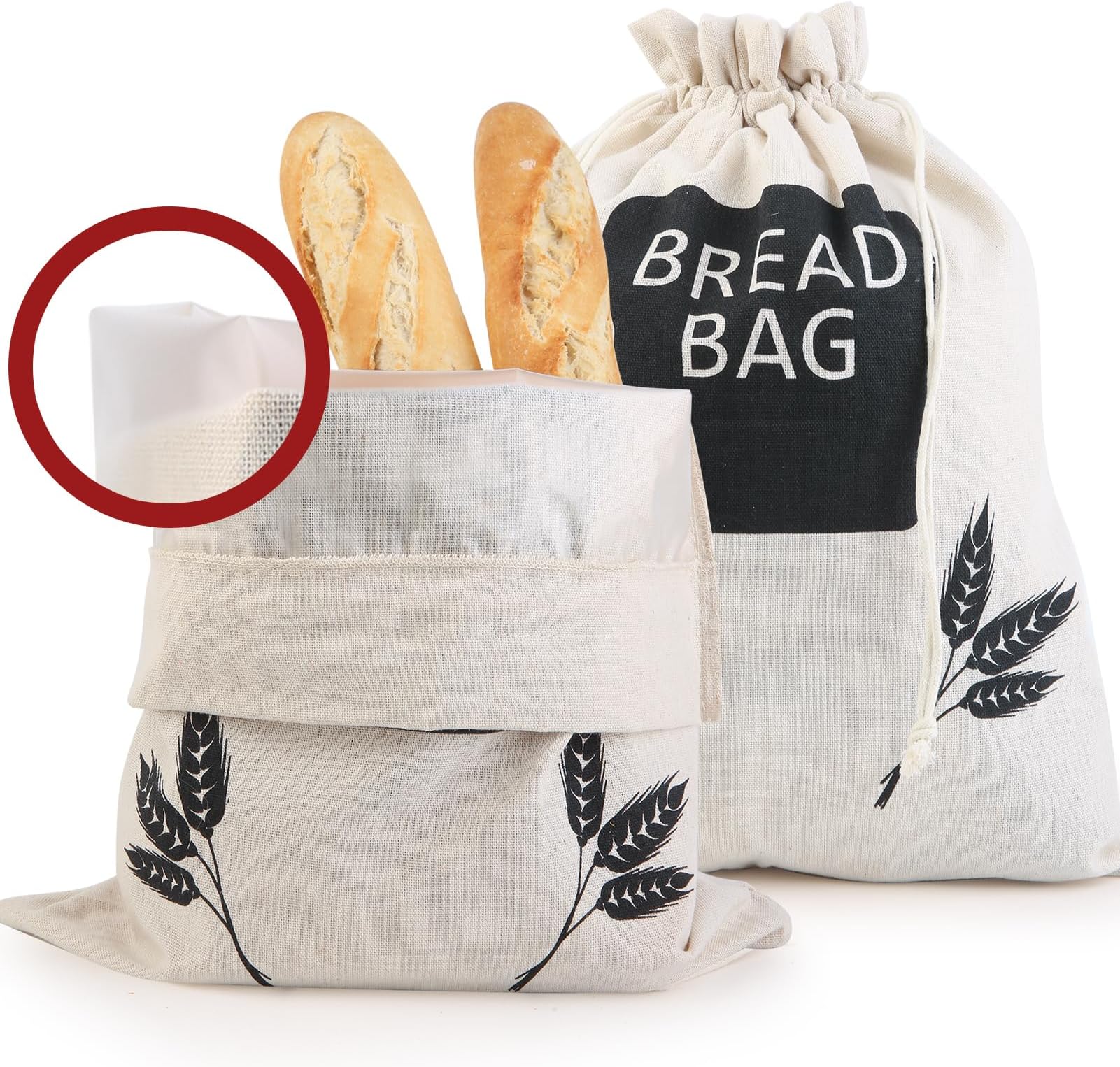 Amazon.com: Linen Bread Bags - 3 Pack 11 x 15" Speical Art Design ...