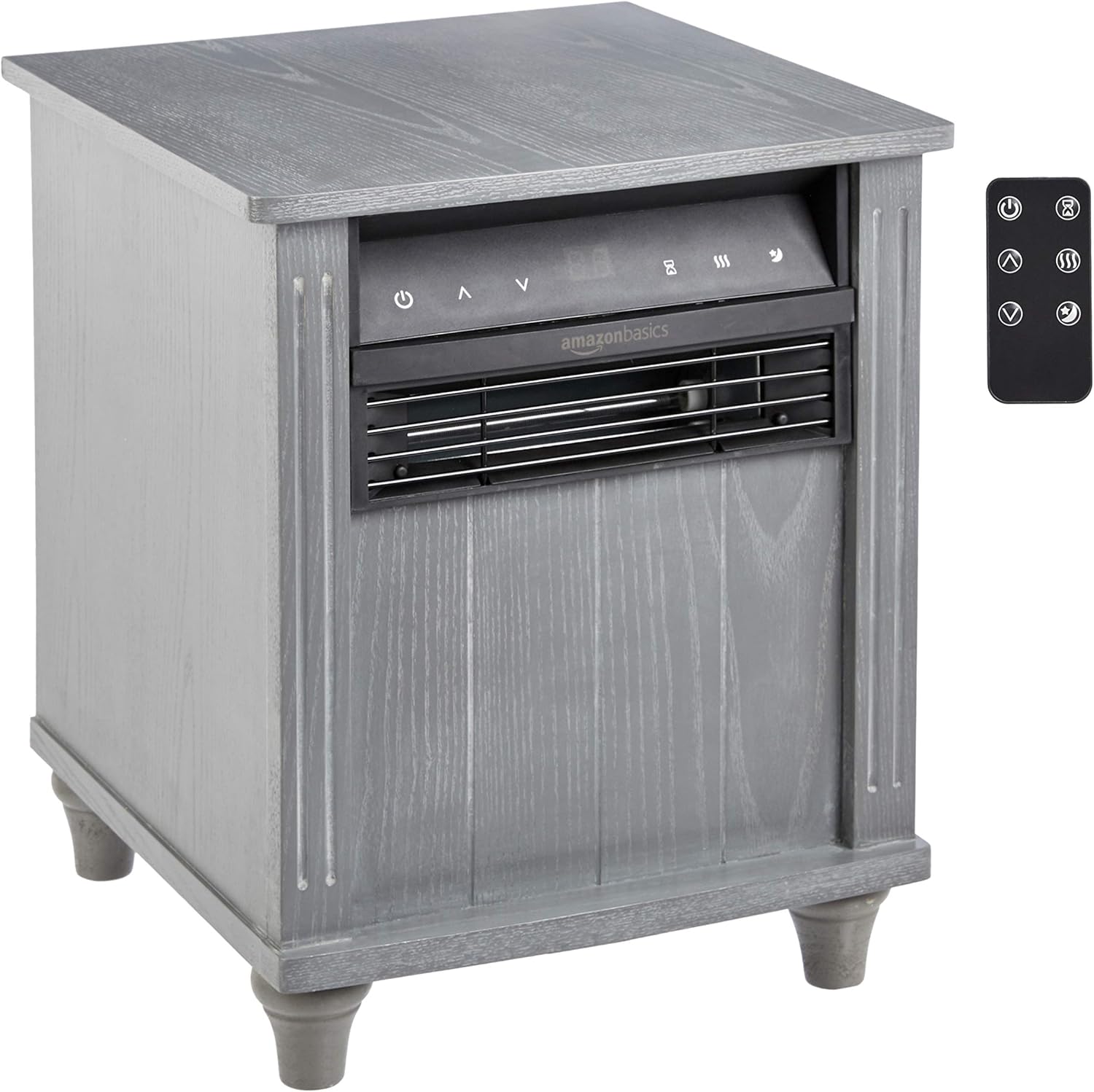 Amazon.com: Amazon Basics Cabinet Style Space Heater, Grey Wood Grain ...