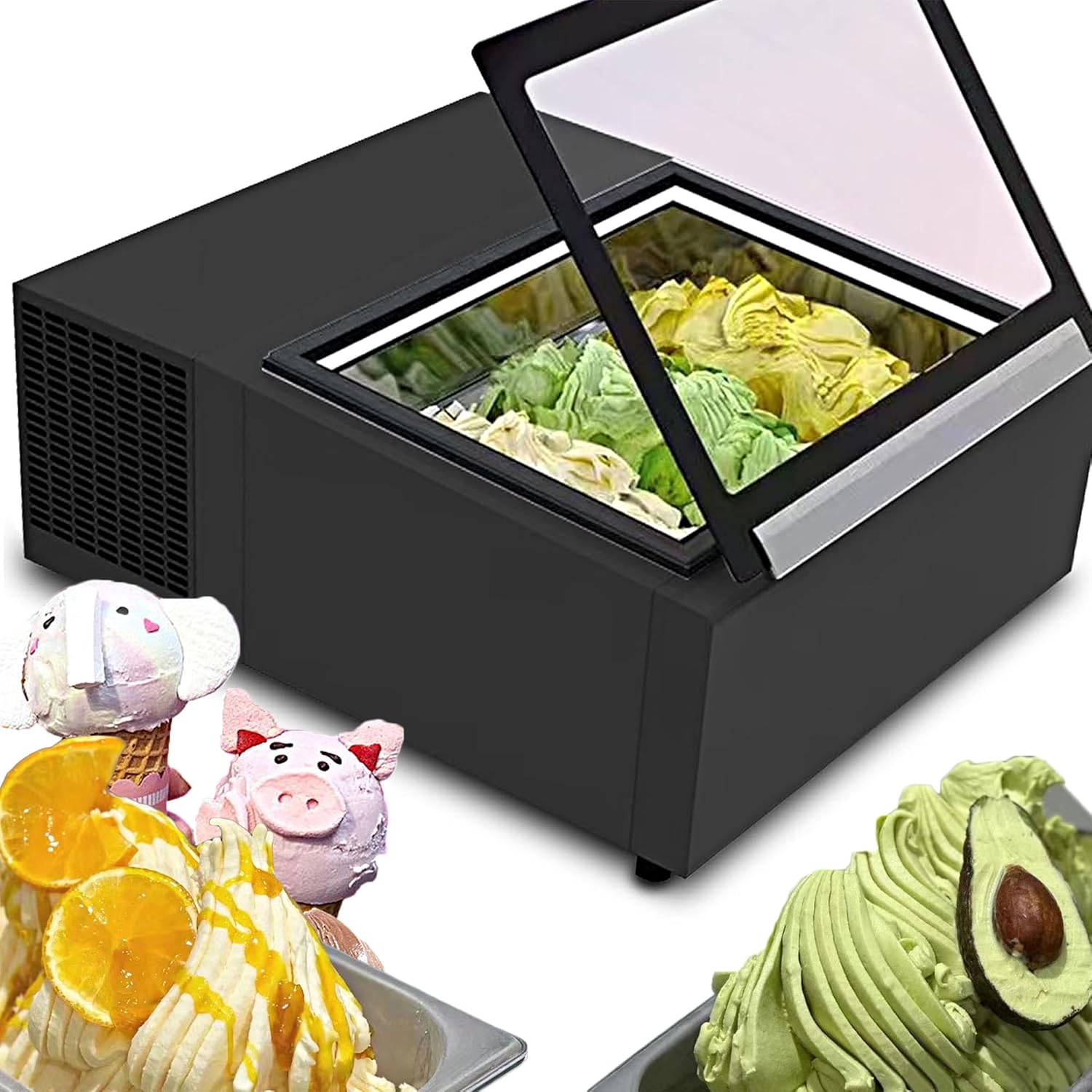 Amazon.com: Yovtekc Gelato Showcase Freezer, Commercial Countertop ...