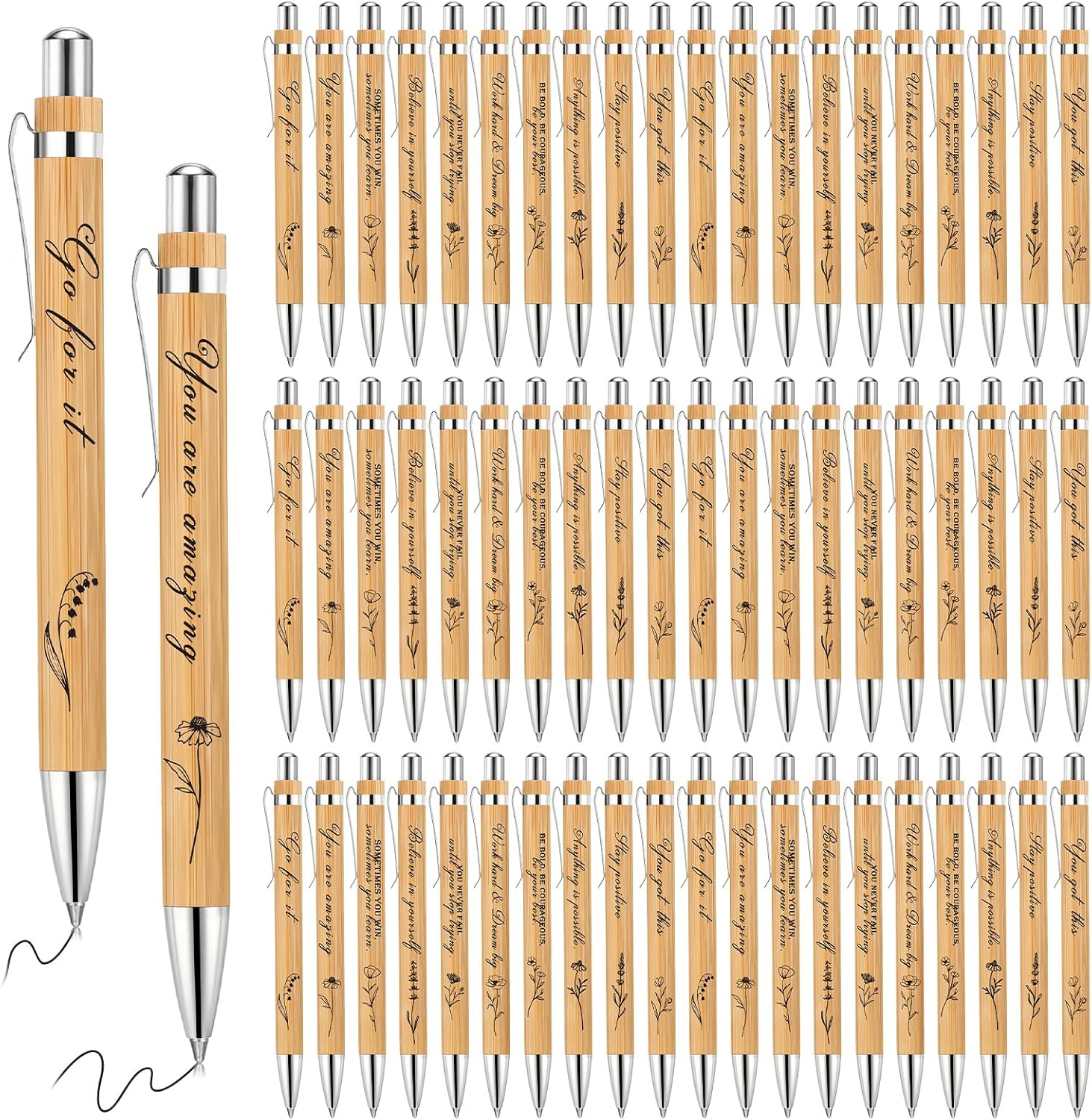 Amazon.com : Watersay 30 Pcs Employee Appreciation Gifts Pens Bamboo ...
