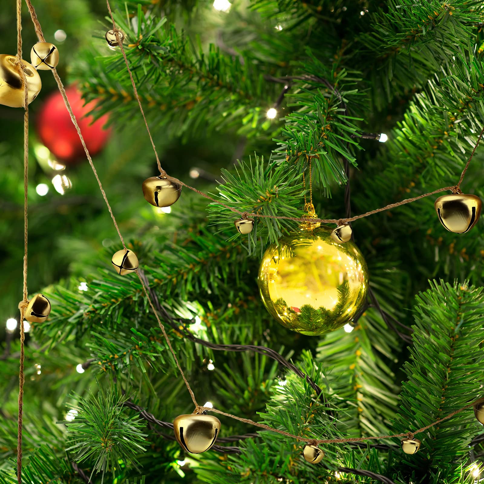 Jingle Bell Mini Tree Garland Jingle Bell Christmas Garland Gold 6'