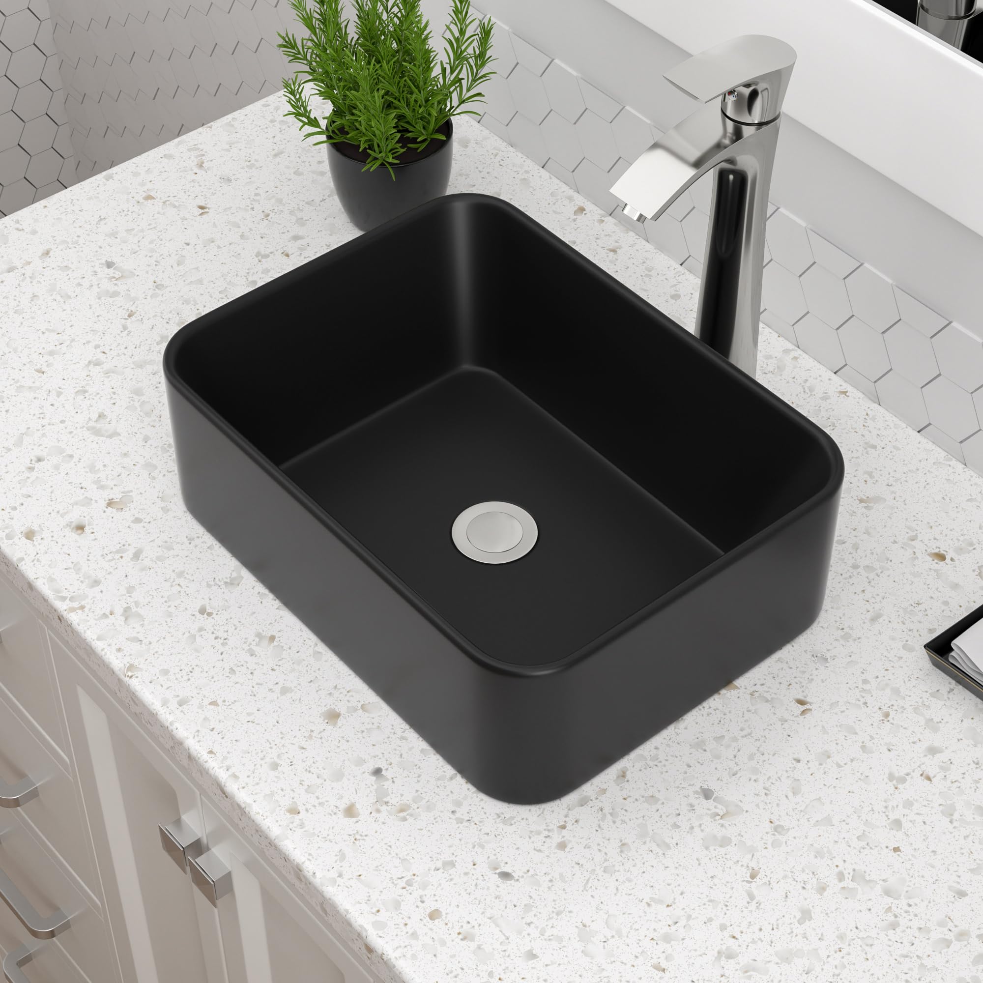 Black Vessel Sink Rectangle, Dcolora 16"x12" Matte Black Bathroom ...