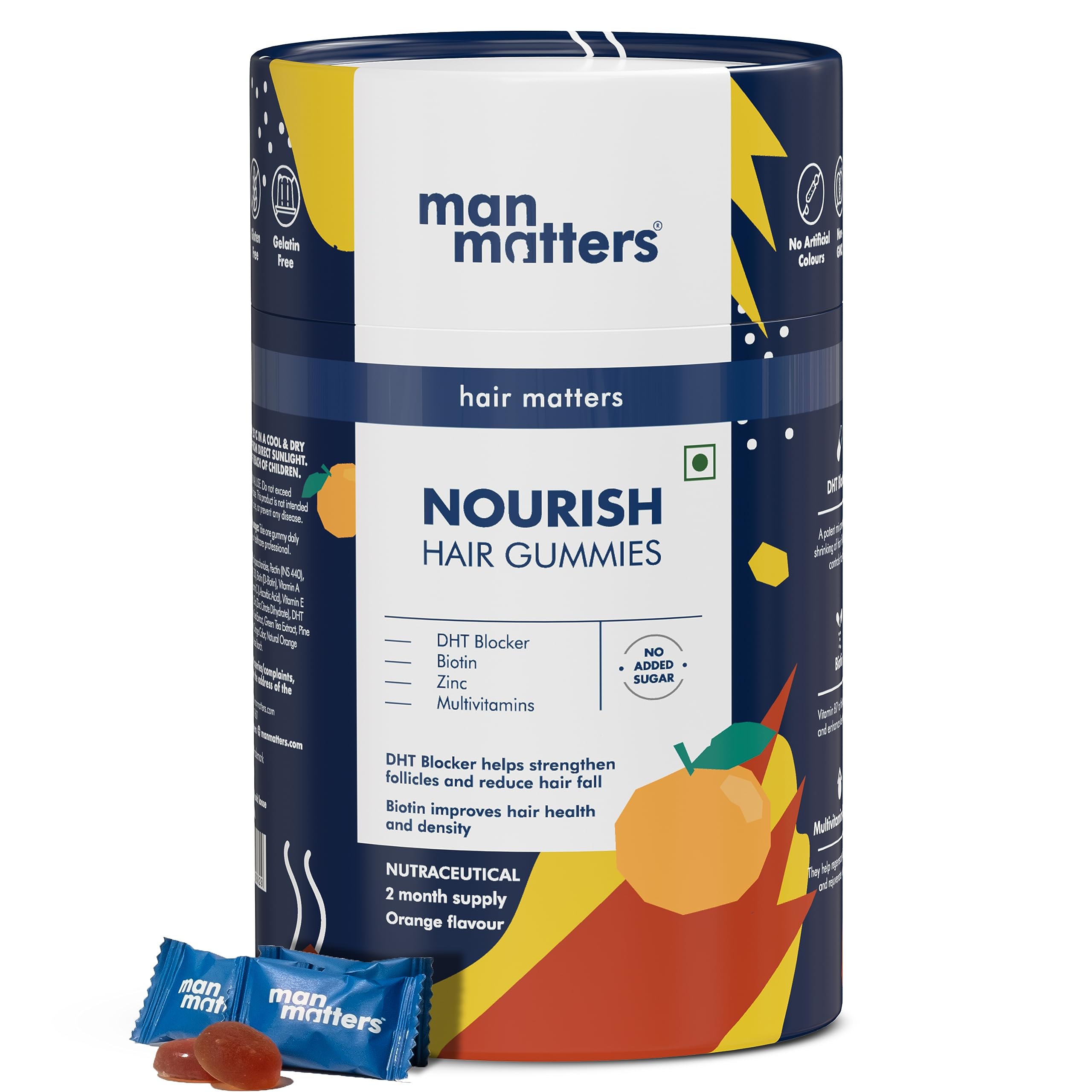 Buy Man Matters Biotin Hair Gummy for y Hair | 60 Days Pack | No Added ...