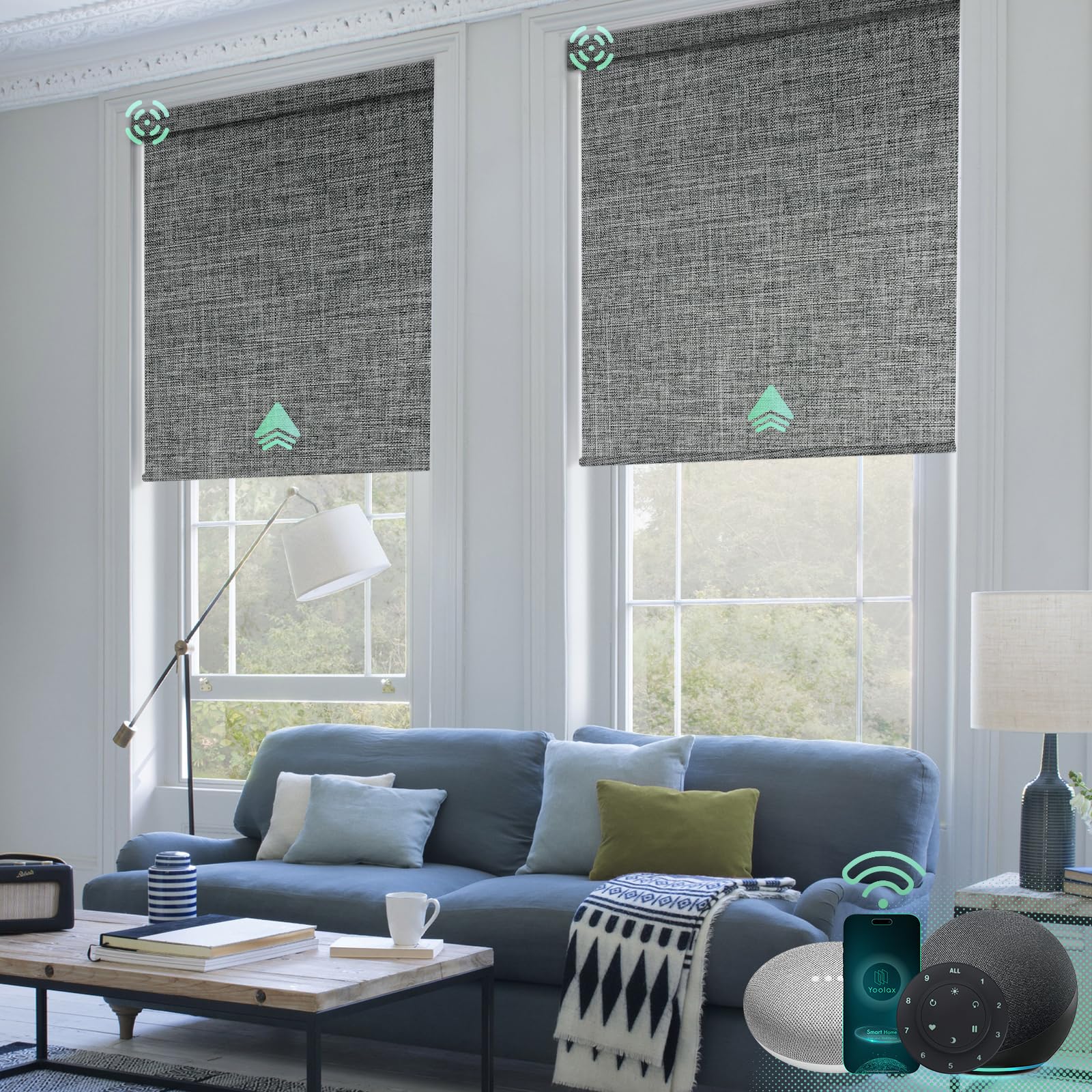 Yoolax Motorized Blinds with Remote, Smart Blinds for Windows Blackout ...