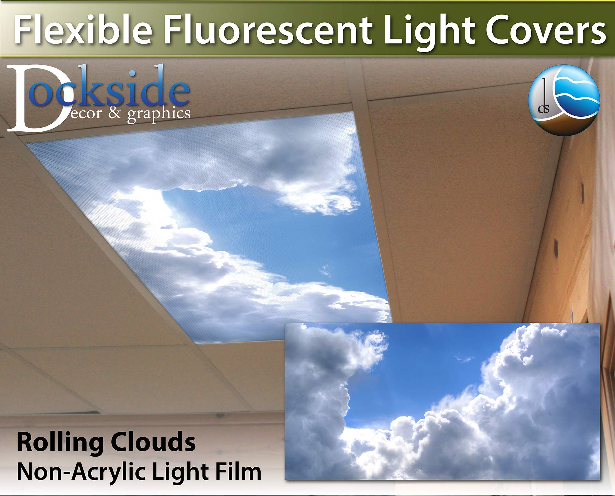 Rolling Clouds Sky - 2ft x 4ft Drop Ceiling Fluorescent Decorative ...