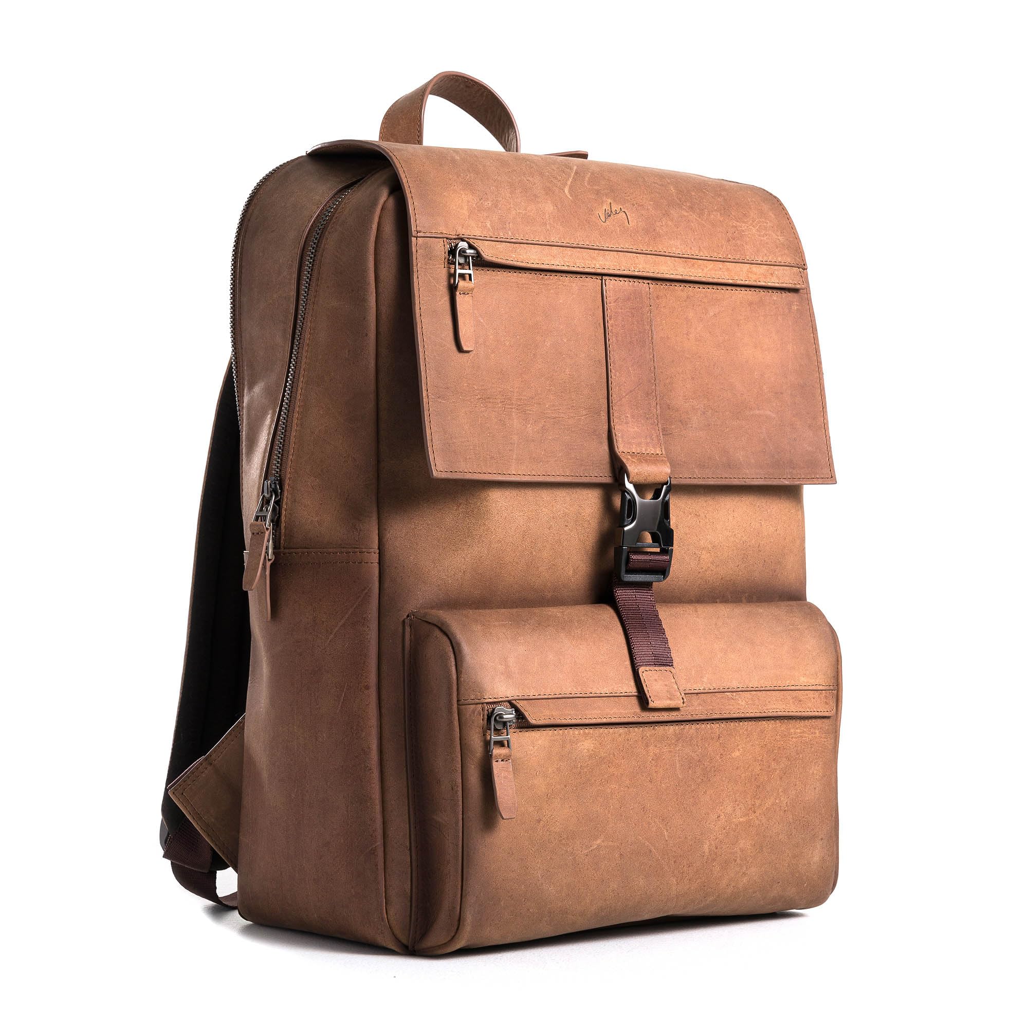 Amazon.com: VELEZ Brown Top Grain Leather Backpack for Men and Women ...