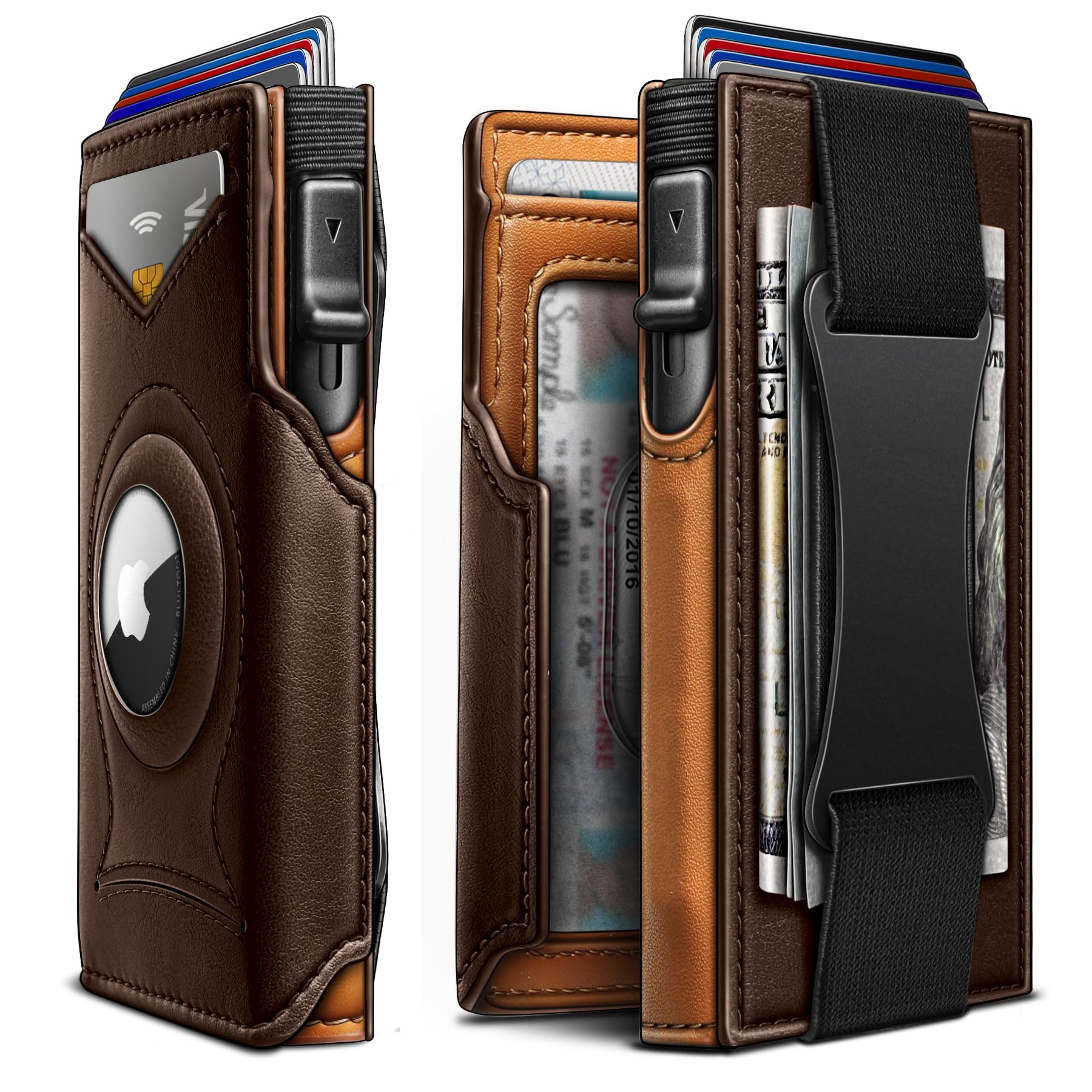 KEMISANT Airtag Wallet Men,Slim Front Pocket Gift Wallet Money Clip ...