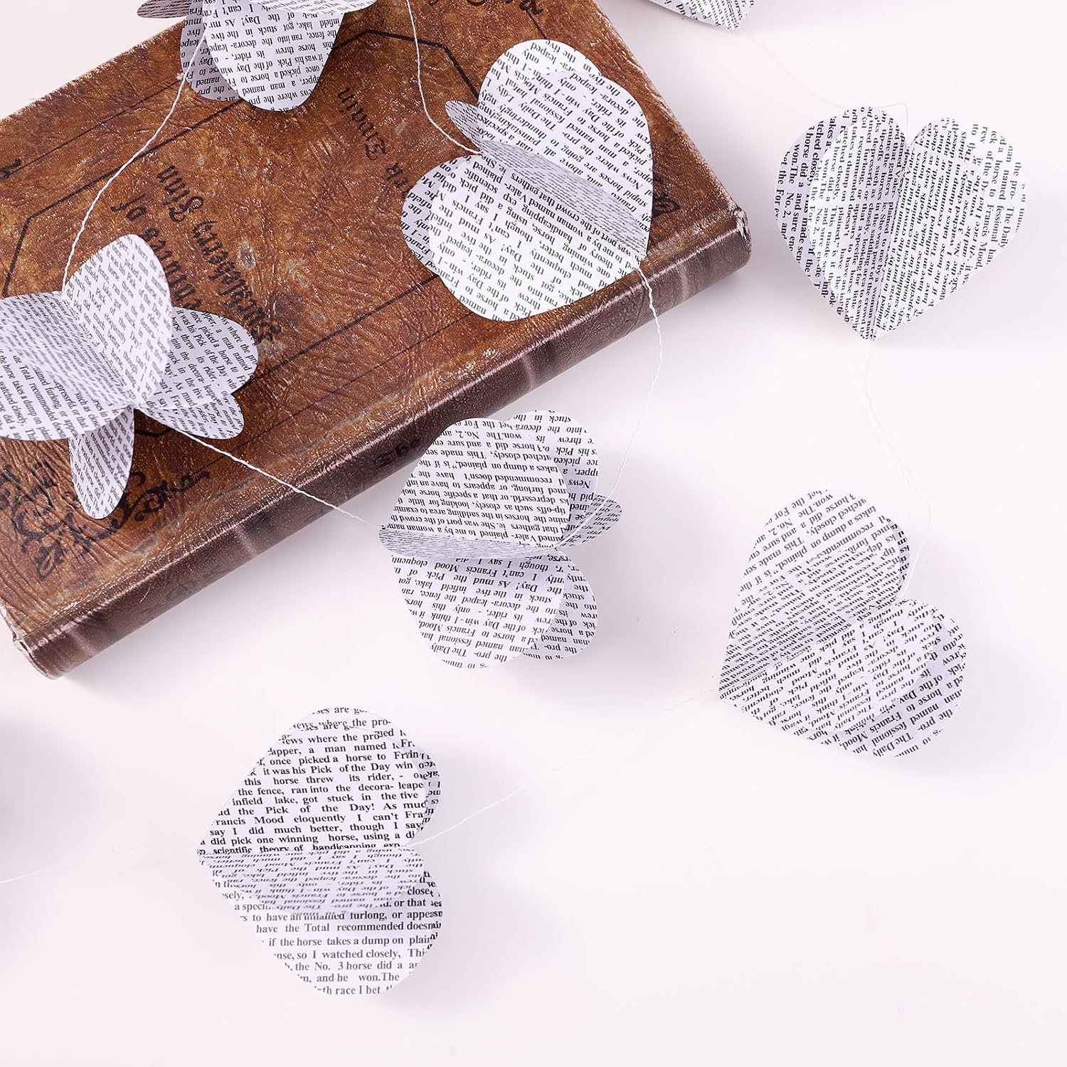 Amazon.com: 4 Pack Heart Garland Book Pages Newspaper Bunting Strand ...