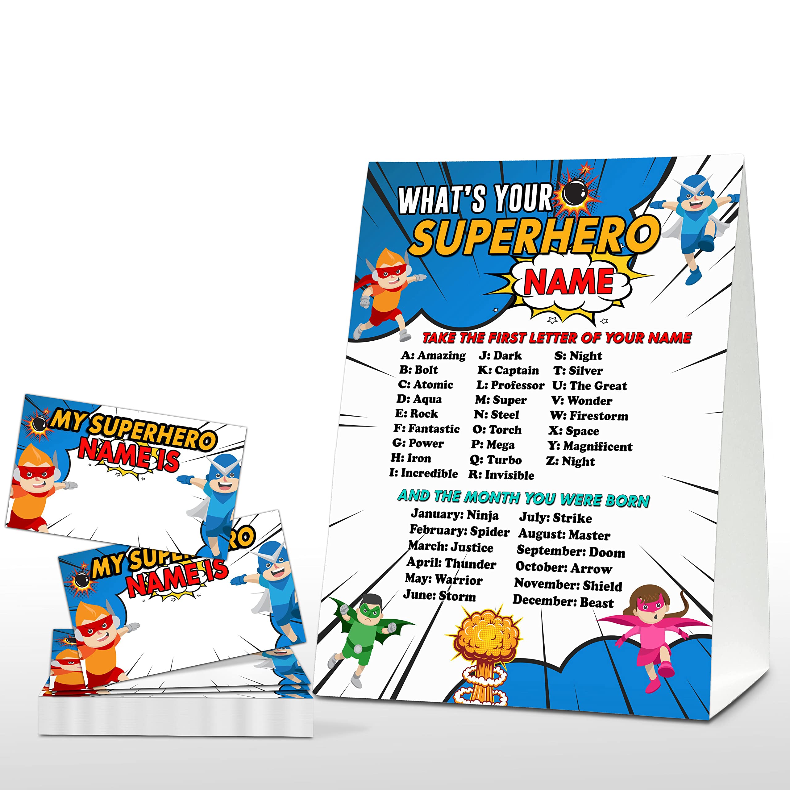 Amazon.com: What's Your Superhero Name Game - Super Hero Birthday Party ...