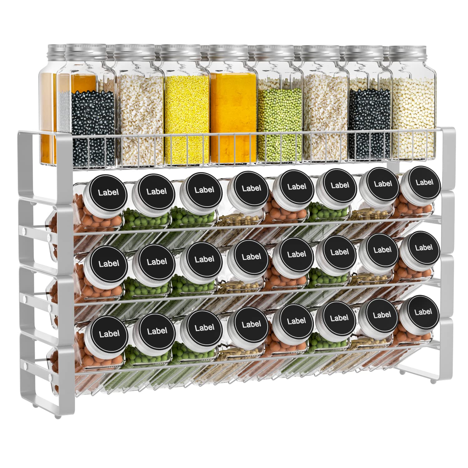 Buy JONYJ Spice Rack Organizer for Cabinets, 4 Tier Stackable Spice ...