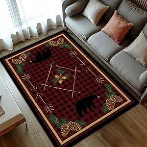 Amazon.com: Bear Decor Rustic Pine Tree Rug - Thick Area Rug for Living ...