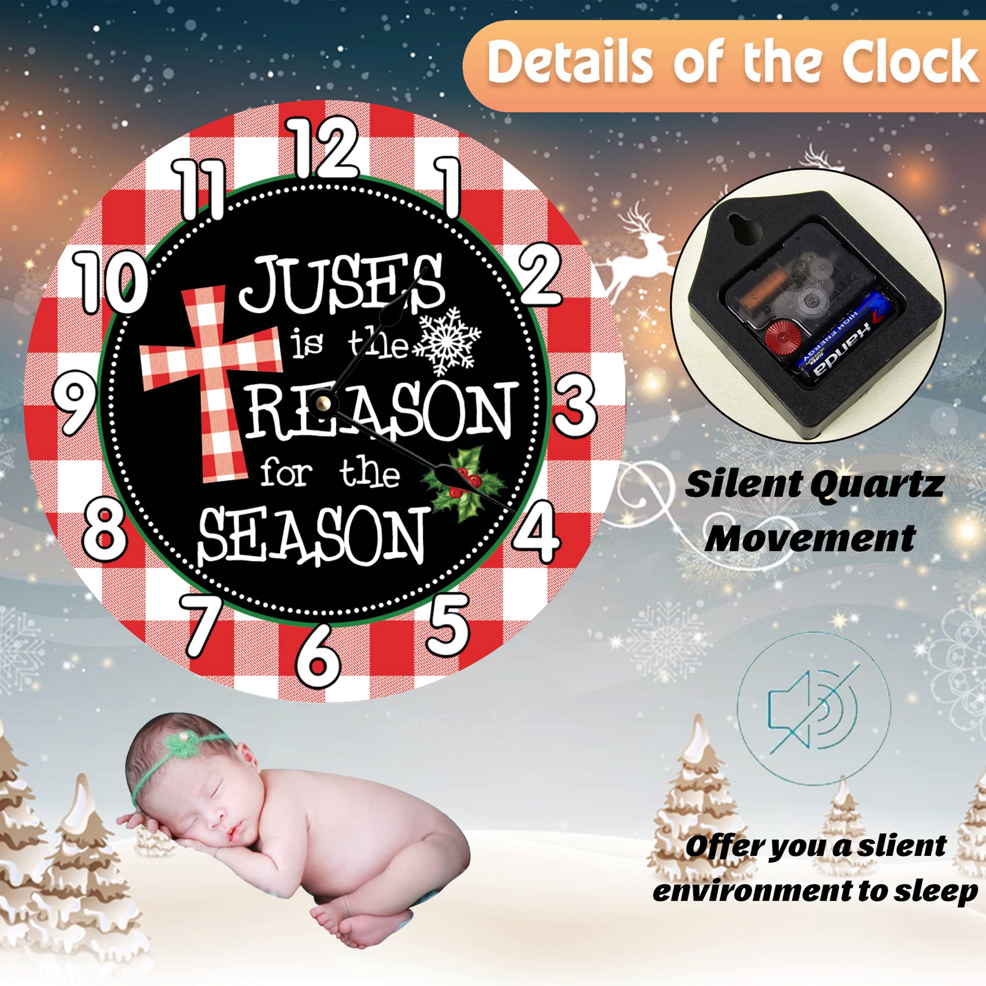 Snapklik.com : Godblessign Jesus Christmas Clock Religious Wall Clock ...