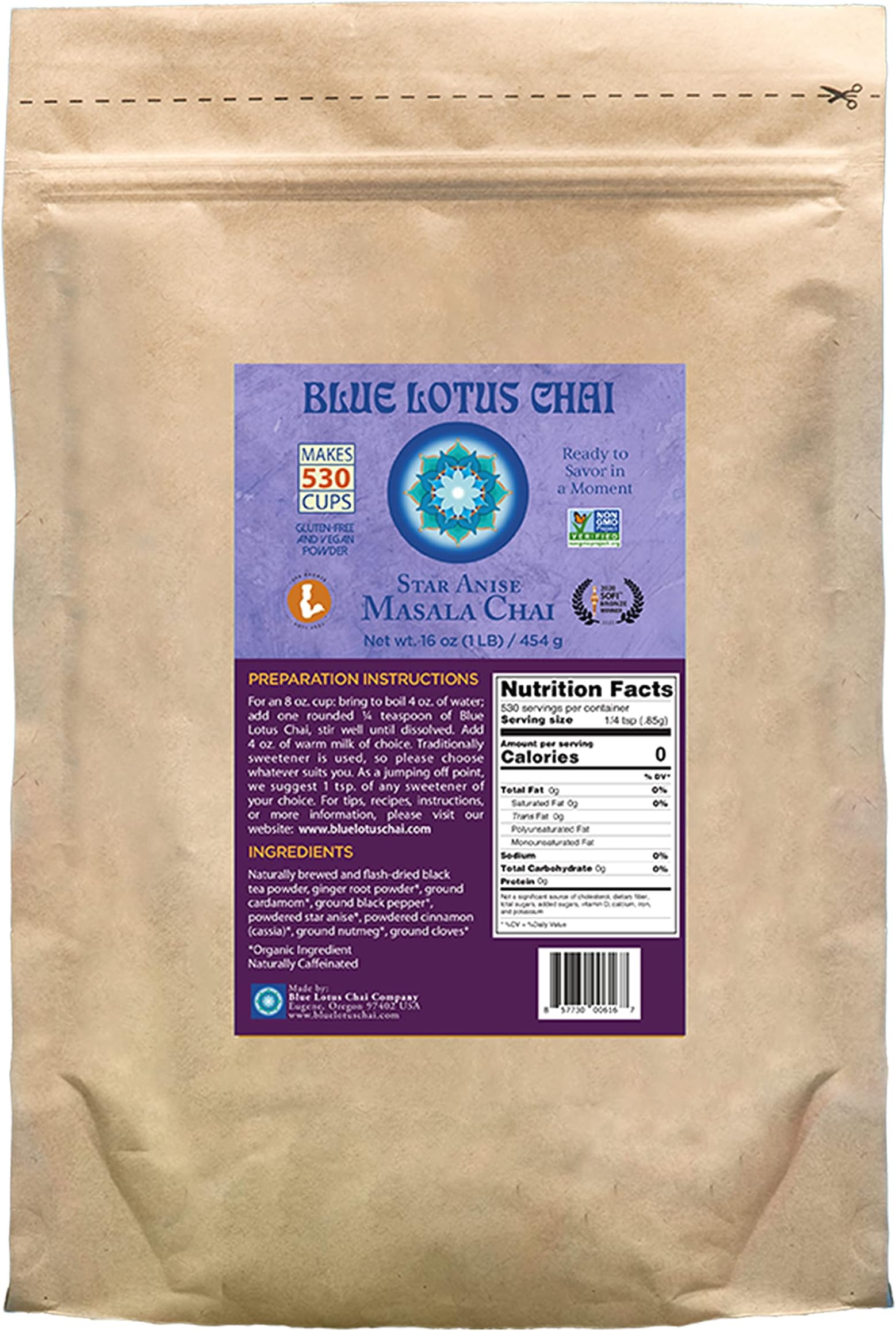 Amazon.com : Blue Lotus Chai Tea - Traditional Masala Chai - Makes 100 ...