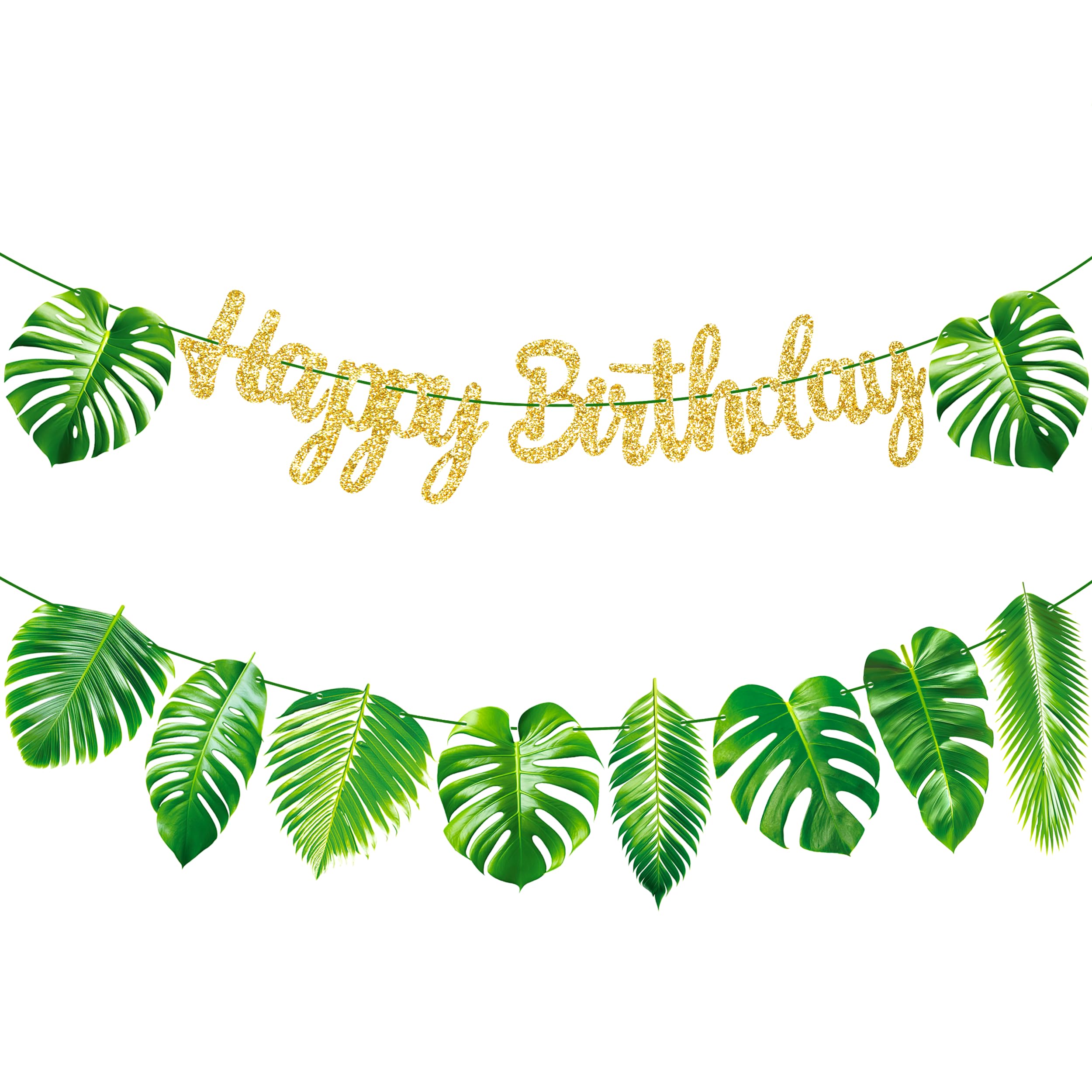 Amazon.com: Tropical Leaf Birthday Party Banners Hawaiian Luau Birthday ...