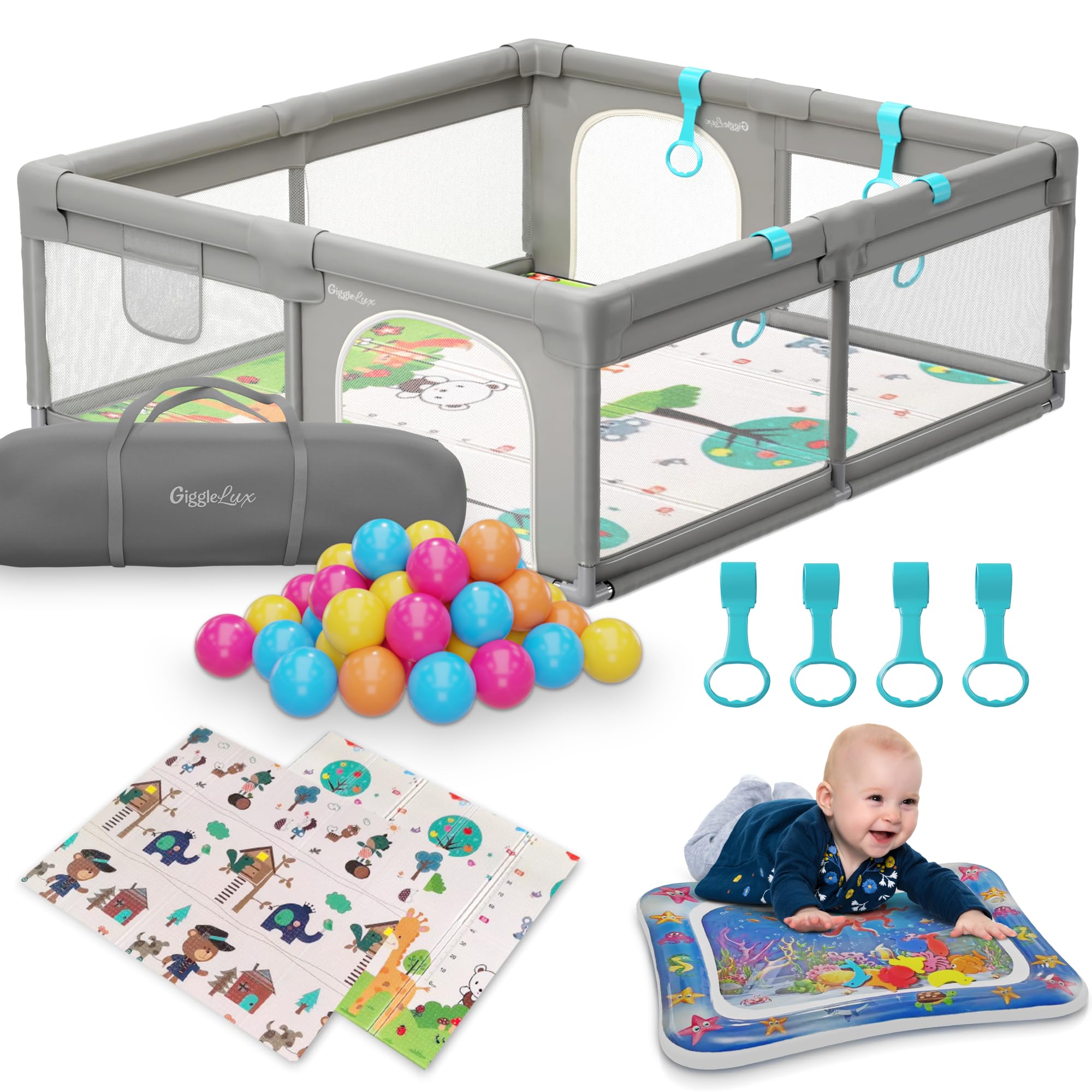 Baby Playpen with Mat Included - Baby Play Yard Tummy Time Water Mat ...
