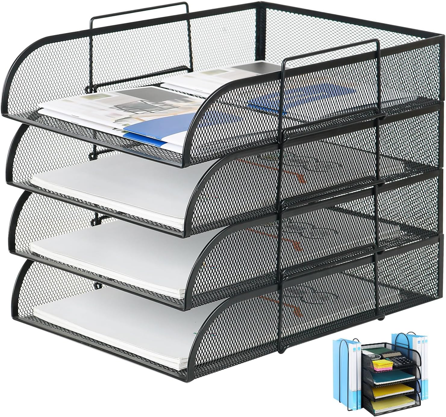 Amazon.com : Fainne 8 Pcs Stackable Paper Trays Organizer for Desk 8 ...