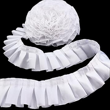 Amazon.com: White Ruffle Pleated Lace Trim Satin Ribbon Gather Ruffle ...