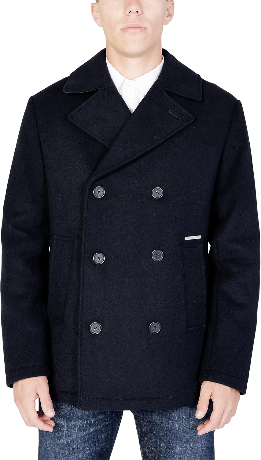Armani Exchange Men's Wool Mix Classic Peacoat at Amazon Men’s Clothing store