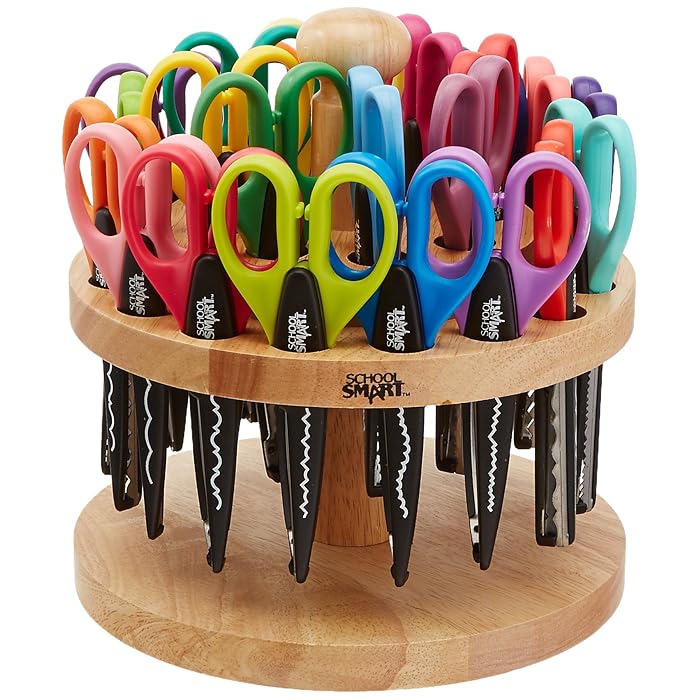 Buy School Smart Paper Edger Scissors with Oak Stand - Set of 24 ...