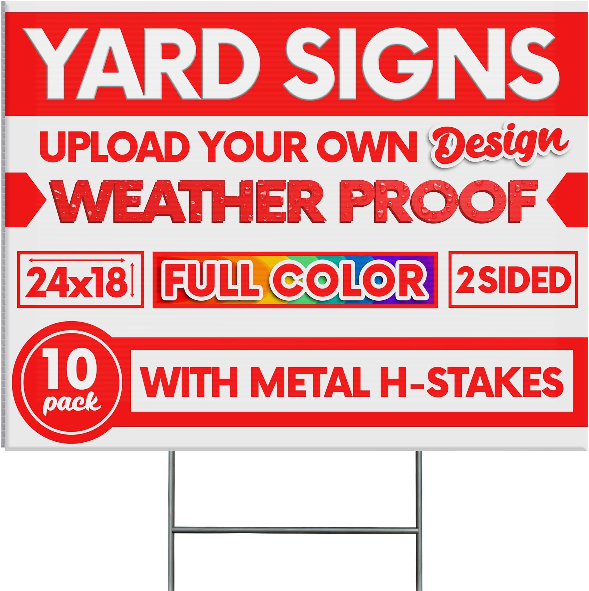 Amazon.com: 50 Pack of 18" x 24" Custom Single (1) Sided Yard Signs ...