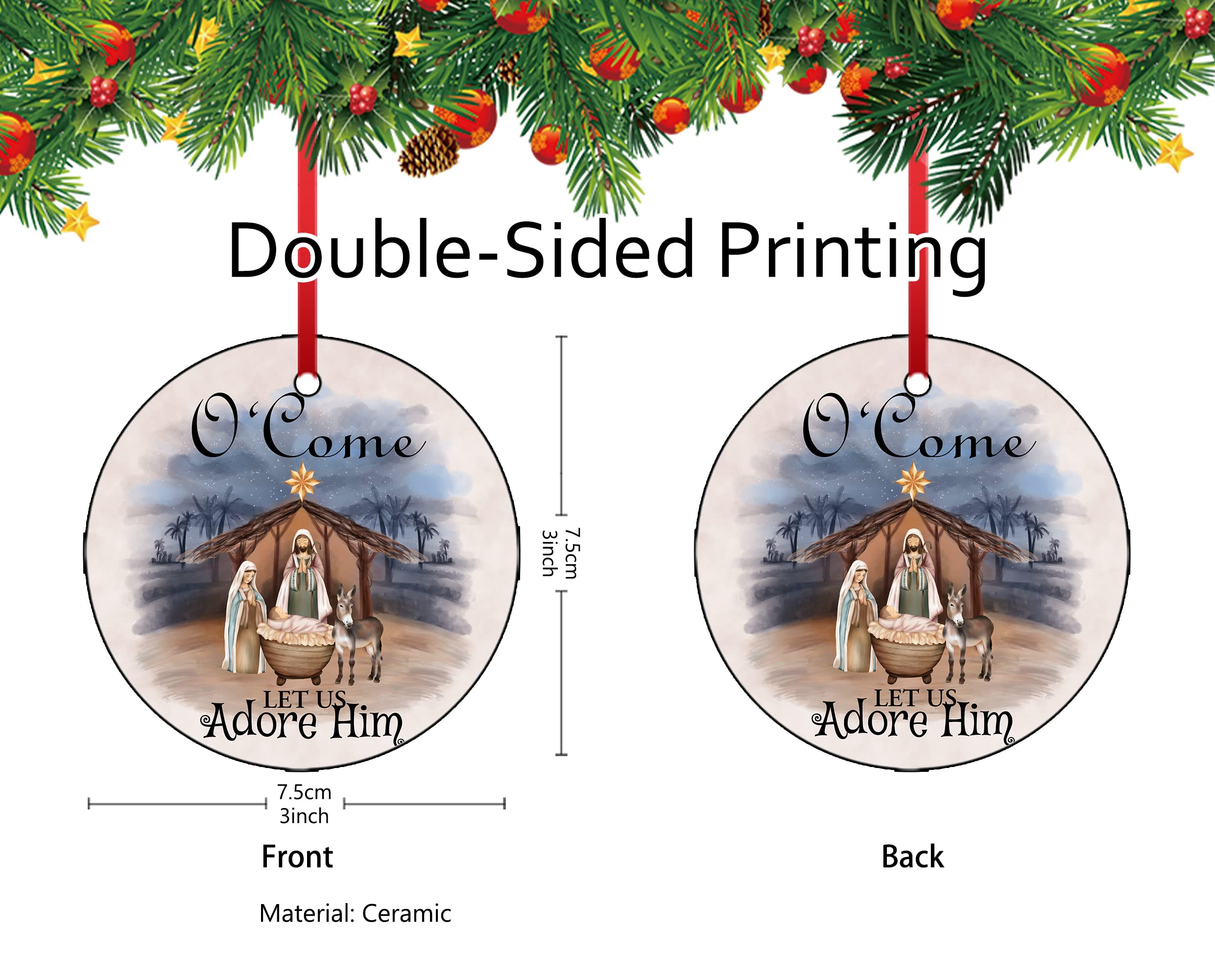 Snapklik.com : Godblessign Religious Christmas Ornaments O Come Let Us ...