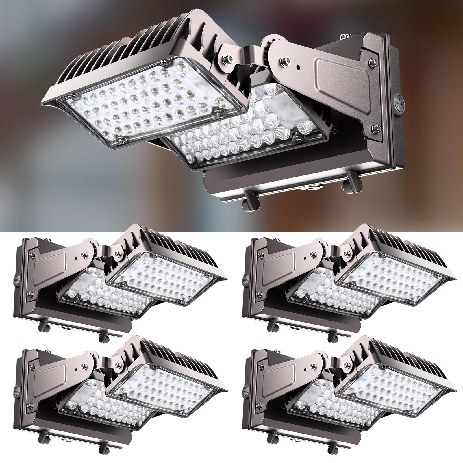 Lightdot 4Pack 250W LED Wall Pack Lights, 360° Adjustable Panel with ...