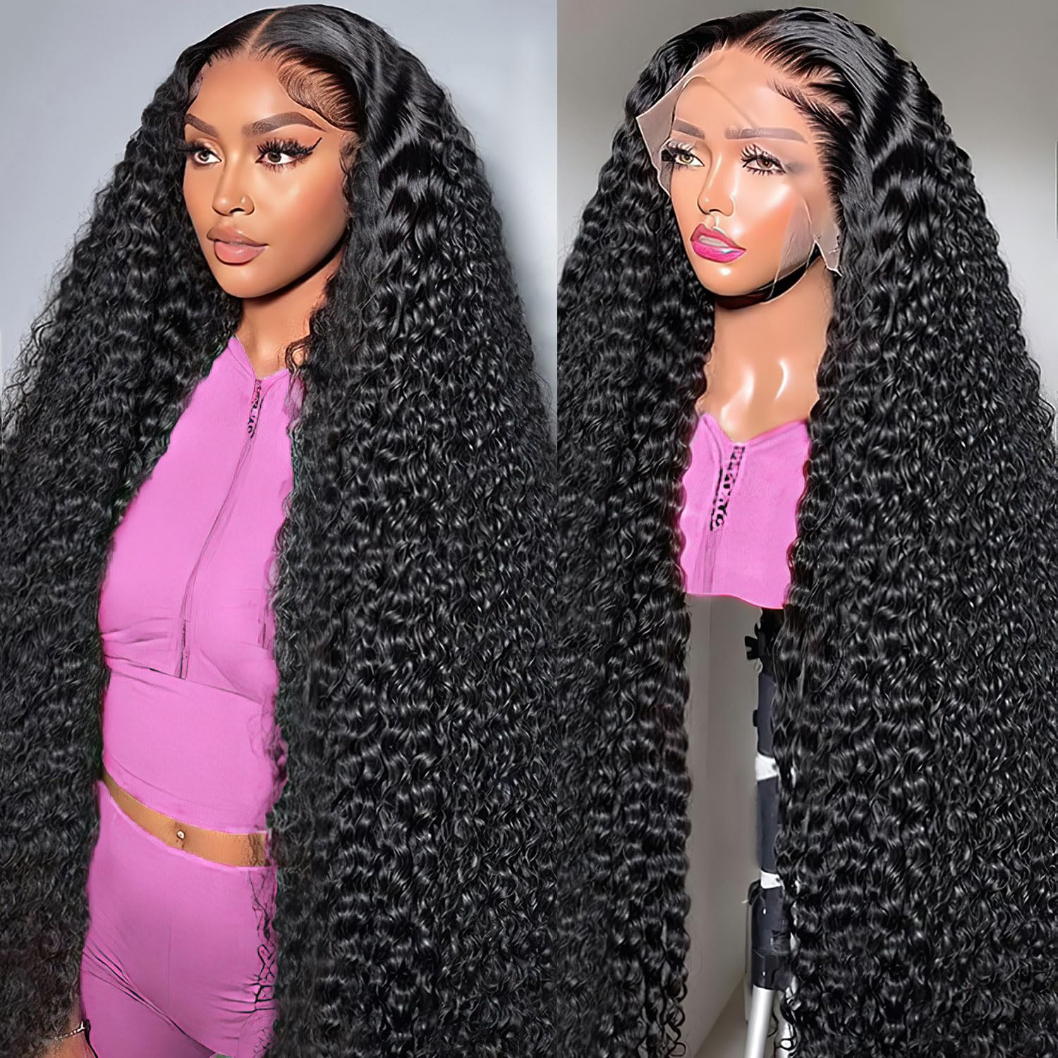 Amazon.com : TOYERE 30 Inch Deep Wave Lace Front Wigs Human Hair 200 ...