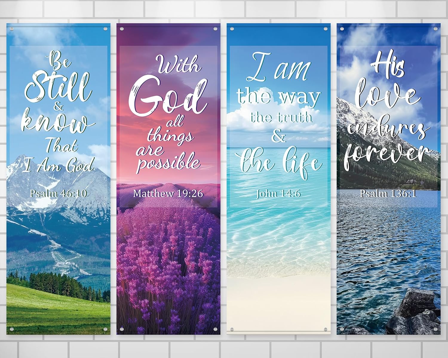 Amazon.com: 4Pcs Church Banners for Sanctuary Wall Welcome ...