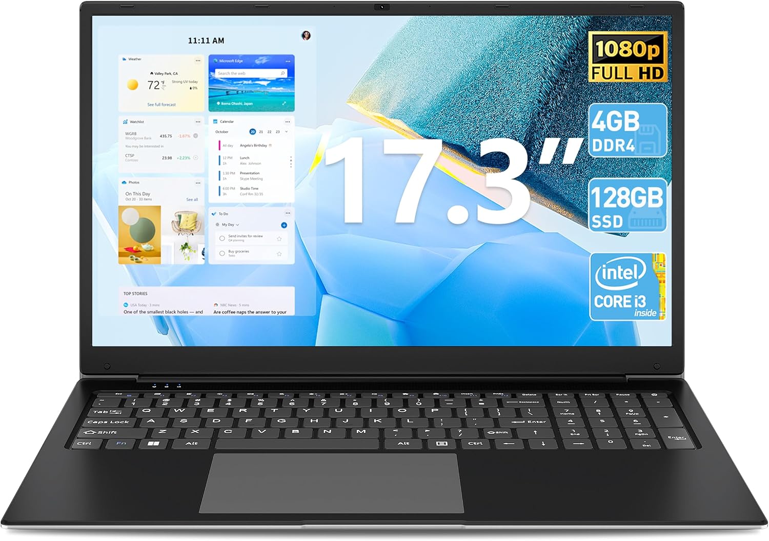 Amazon.com: SGIN Laptop, 4GB DDR4 128GB SSD Notebook, 17.3 Inch Laptops ...