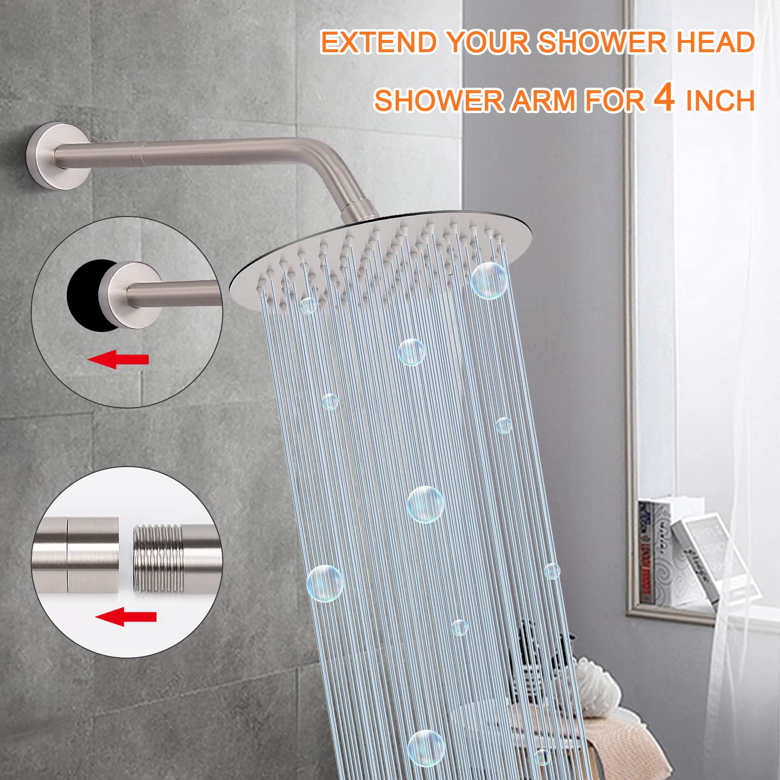 Snapklik.com : HarJue Shower Head Extension Arm, Shower Extender Water ...