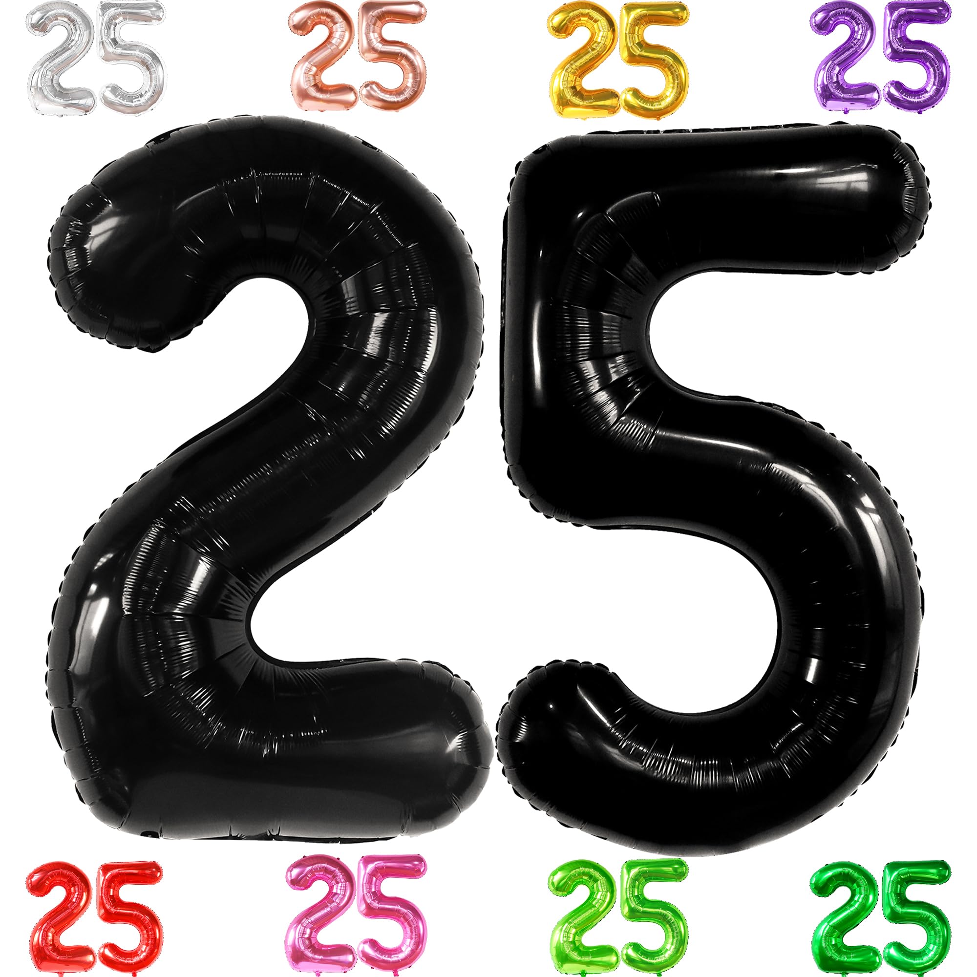 Buy KatchOnBlack 25 Balloon Numbers - 40 Inch | 25th Birthday Balloons ...