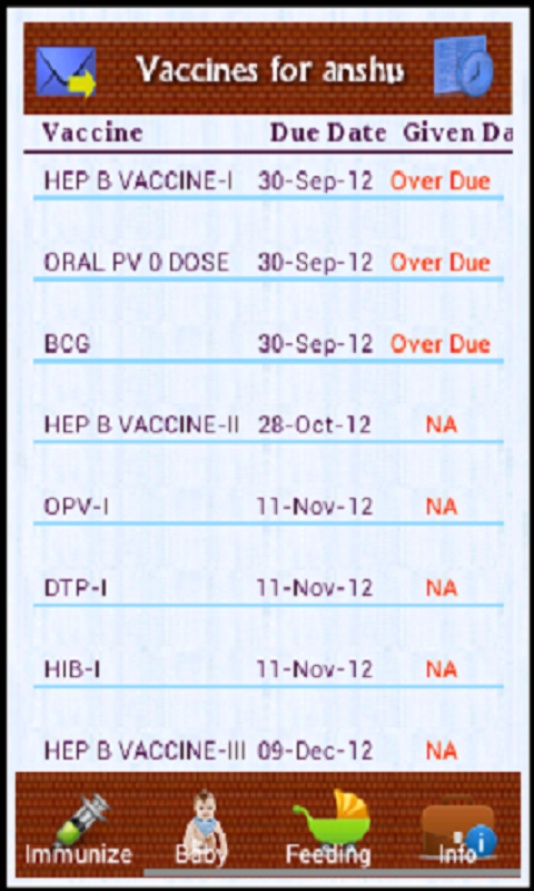 Baby Immunization Tracker India - App on Amazon Appstore