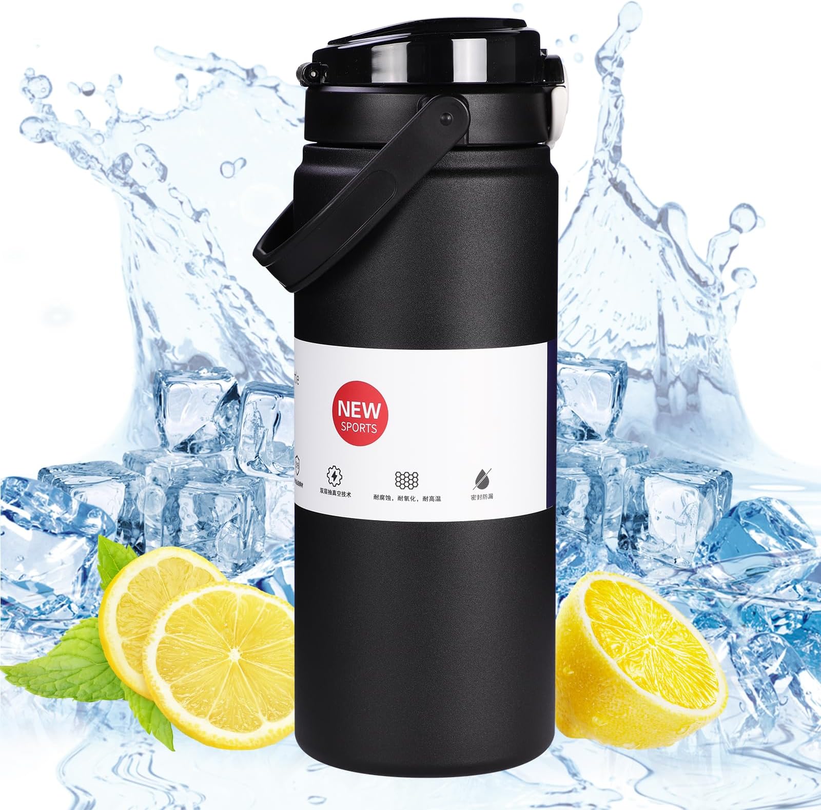 1200ml Botella de Agua Aislada con Pajita, Termo Deportivo de Acero ...