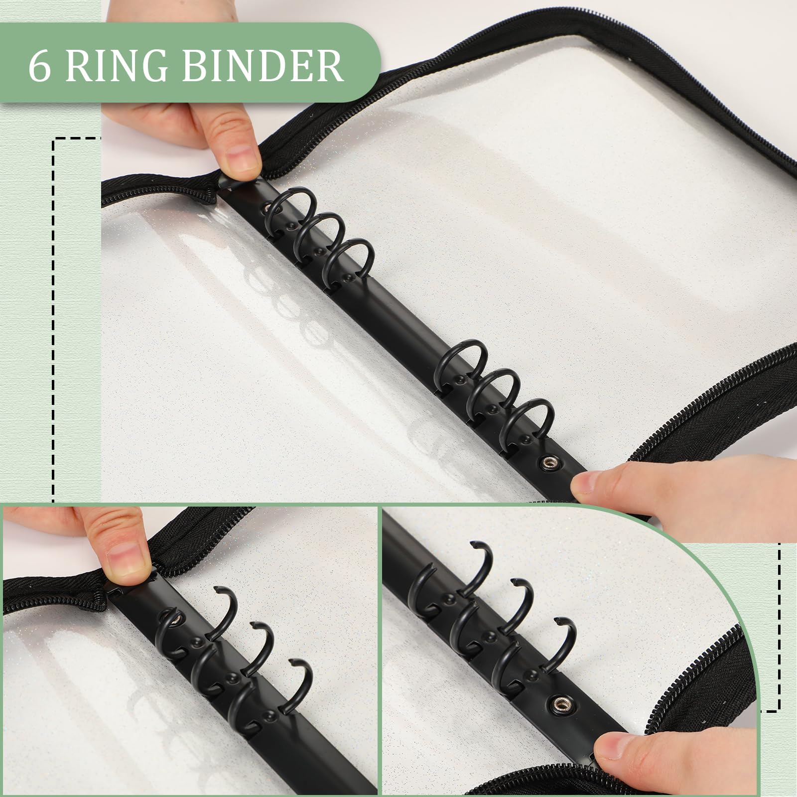Snapklik.com : Nezyo 4 Pieces A5 Zipper Binder 6 Ring Cover PVC Binder ...