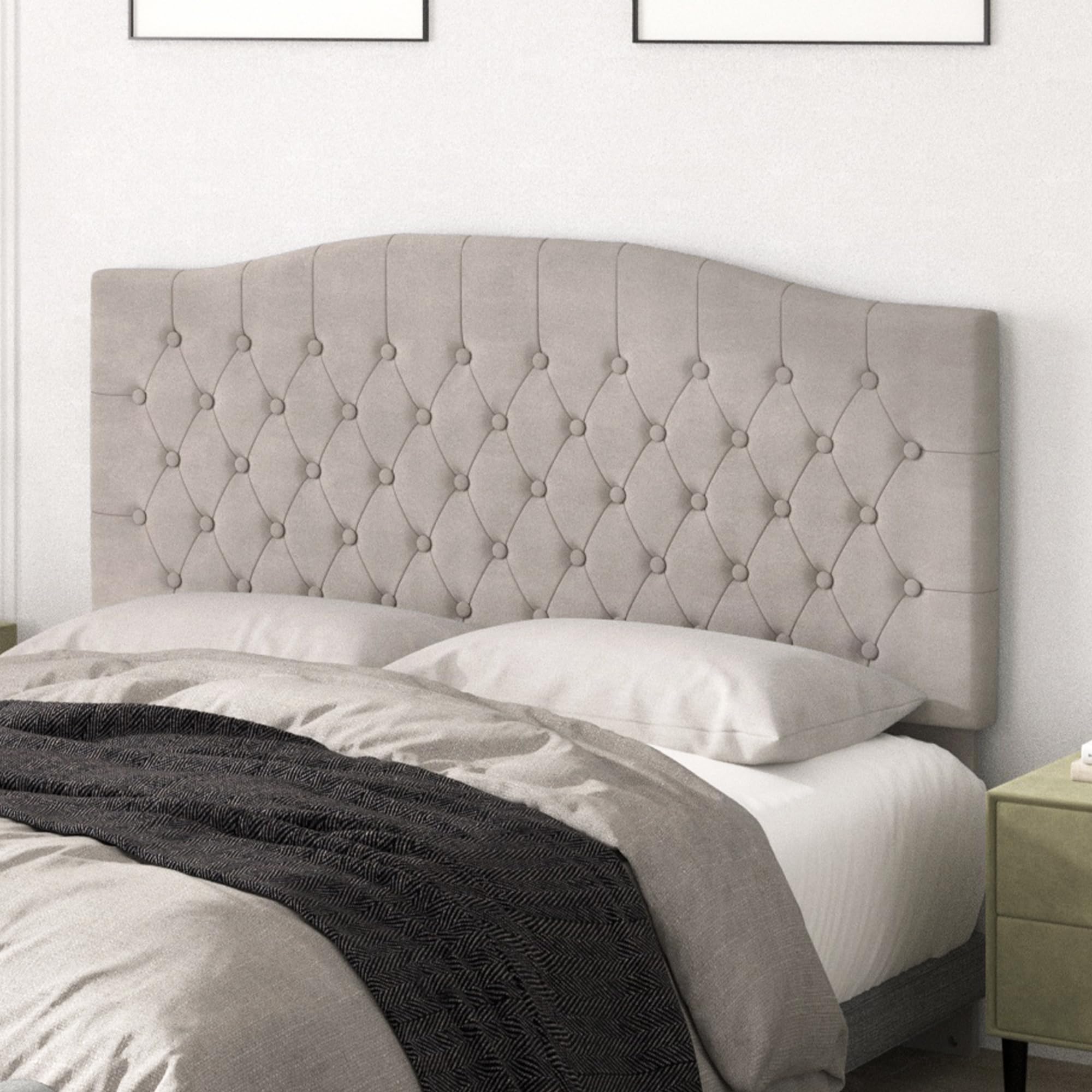 Amazon.com - Befurtori Frosted Velvet Upholstered Headboard Queen Size ...