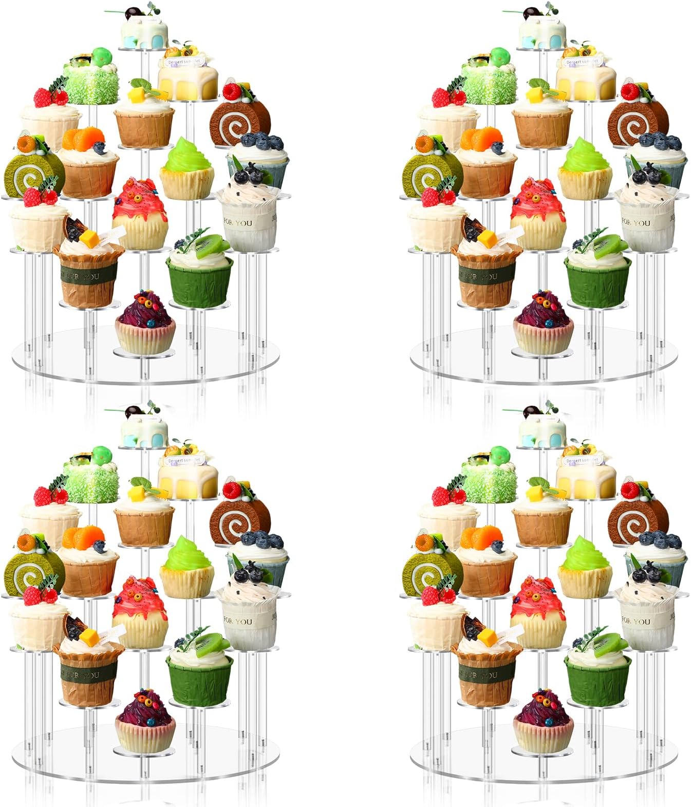 Amazon.com: Barydat 4 Pcs Wedding Season Cupcake Stand, 16-stand Round ...
