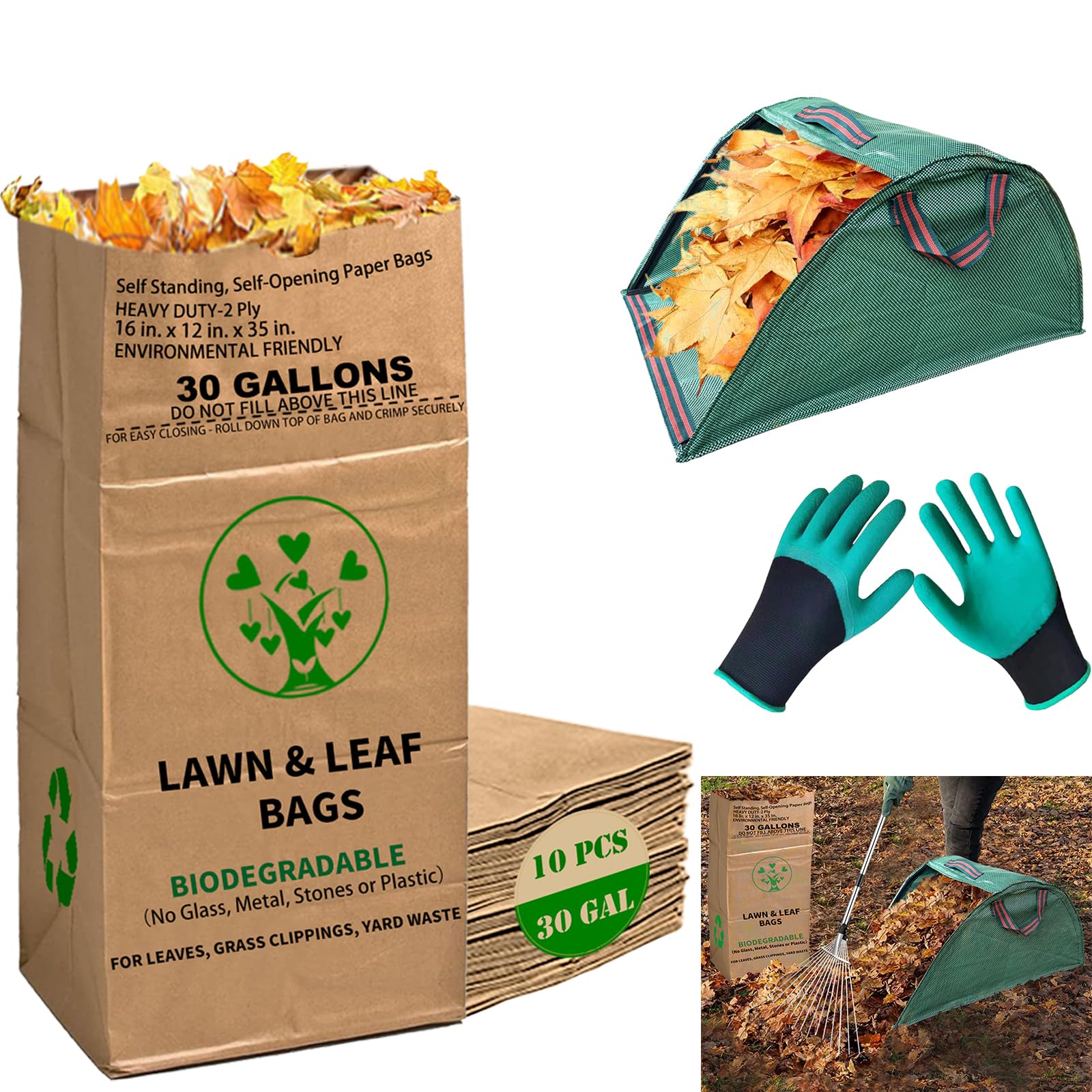 Amazon.com: AimGrowth 30 Gallon Heavy Duty Brown Paper Lawn and Leaf ...