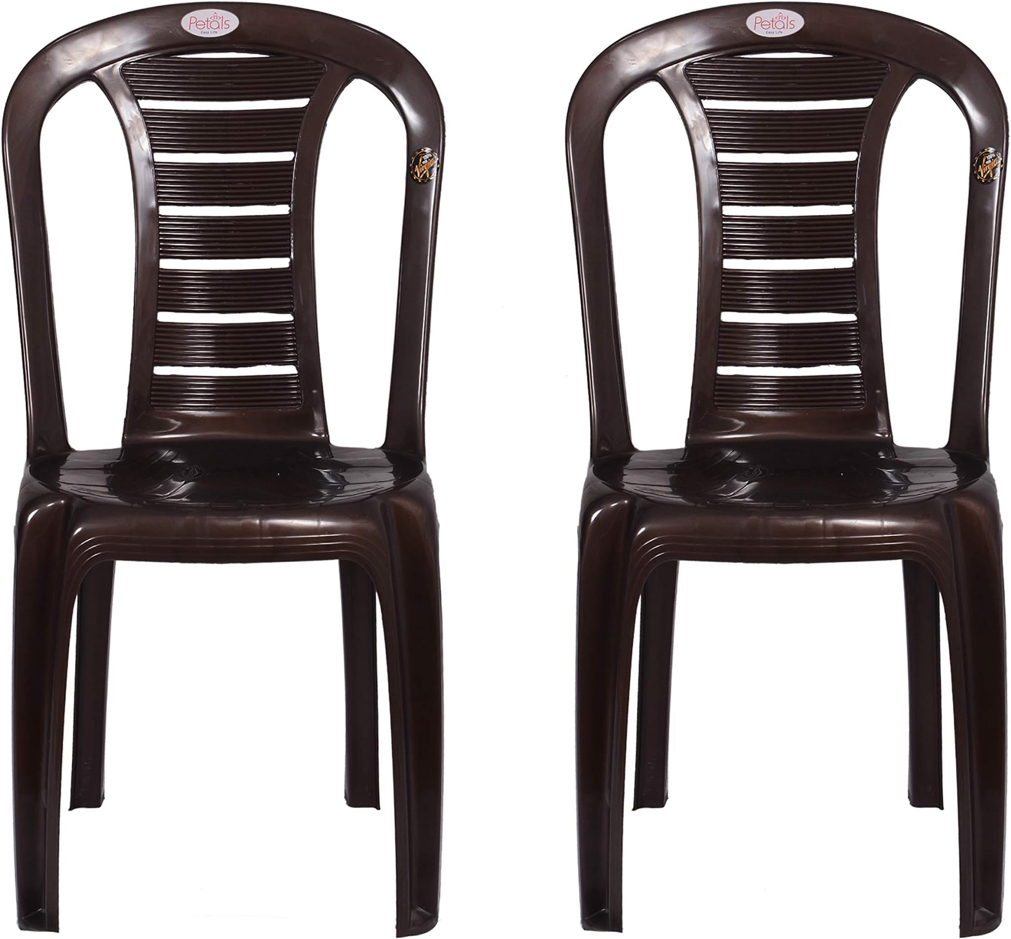 PETALS Leo Plastic Dining Chairs Set of 4 | PVC Fiber Armless Stacking ...