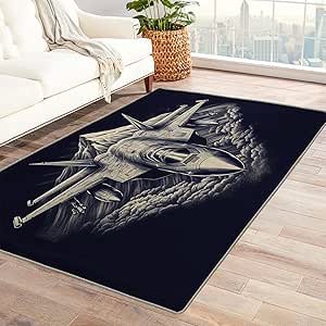 Amazon.com: Fighter Jet Rug & Home Decor - 4x6 Rug, Military Rugs for ...