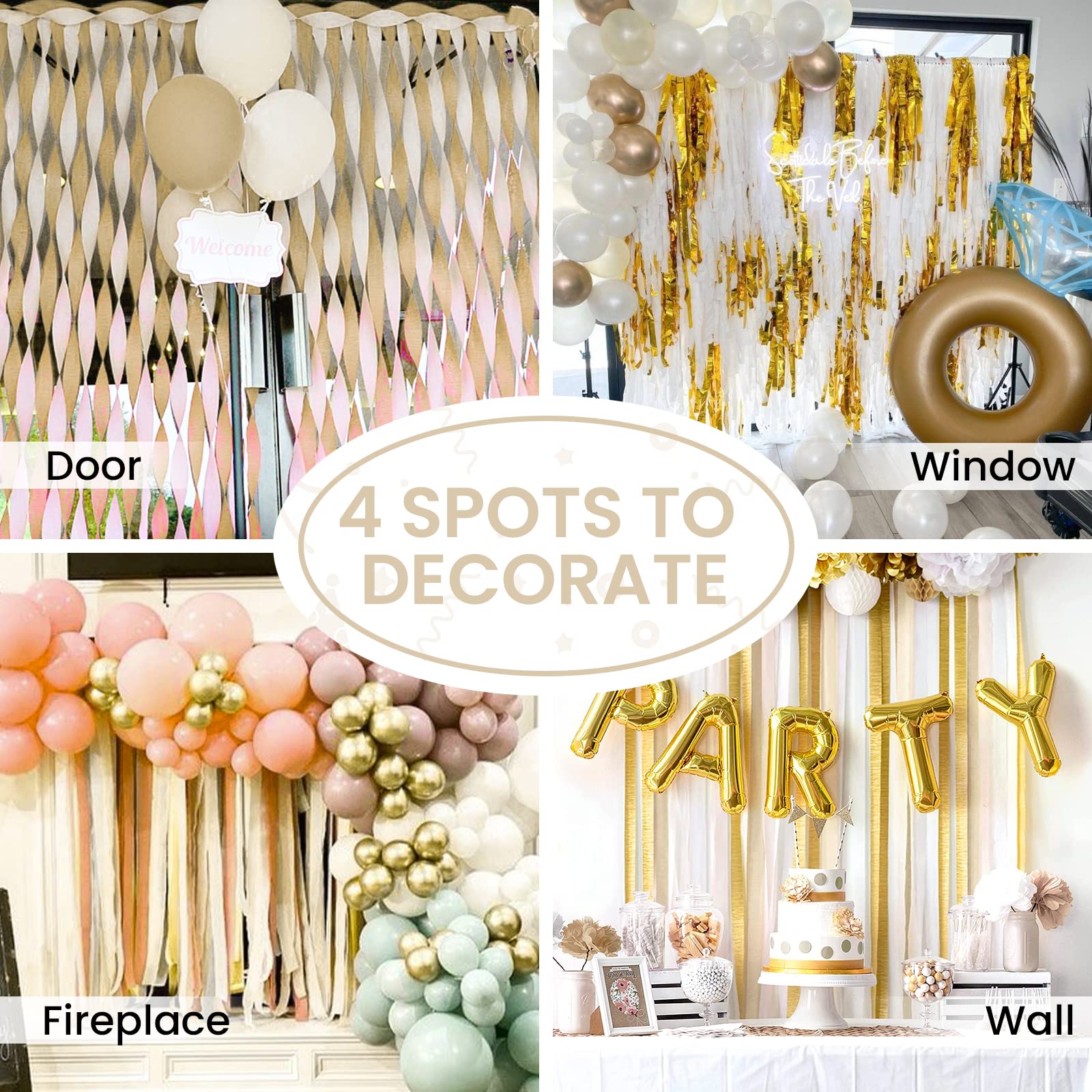 Snapklik.com : PartyWoo White And Gold Crepe Paper Streamers 6 Rolls ...