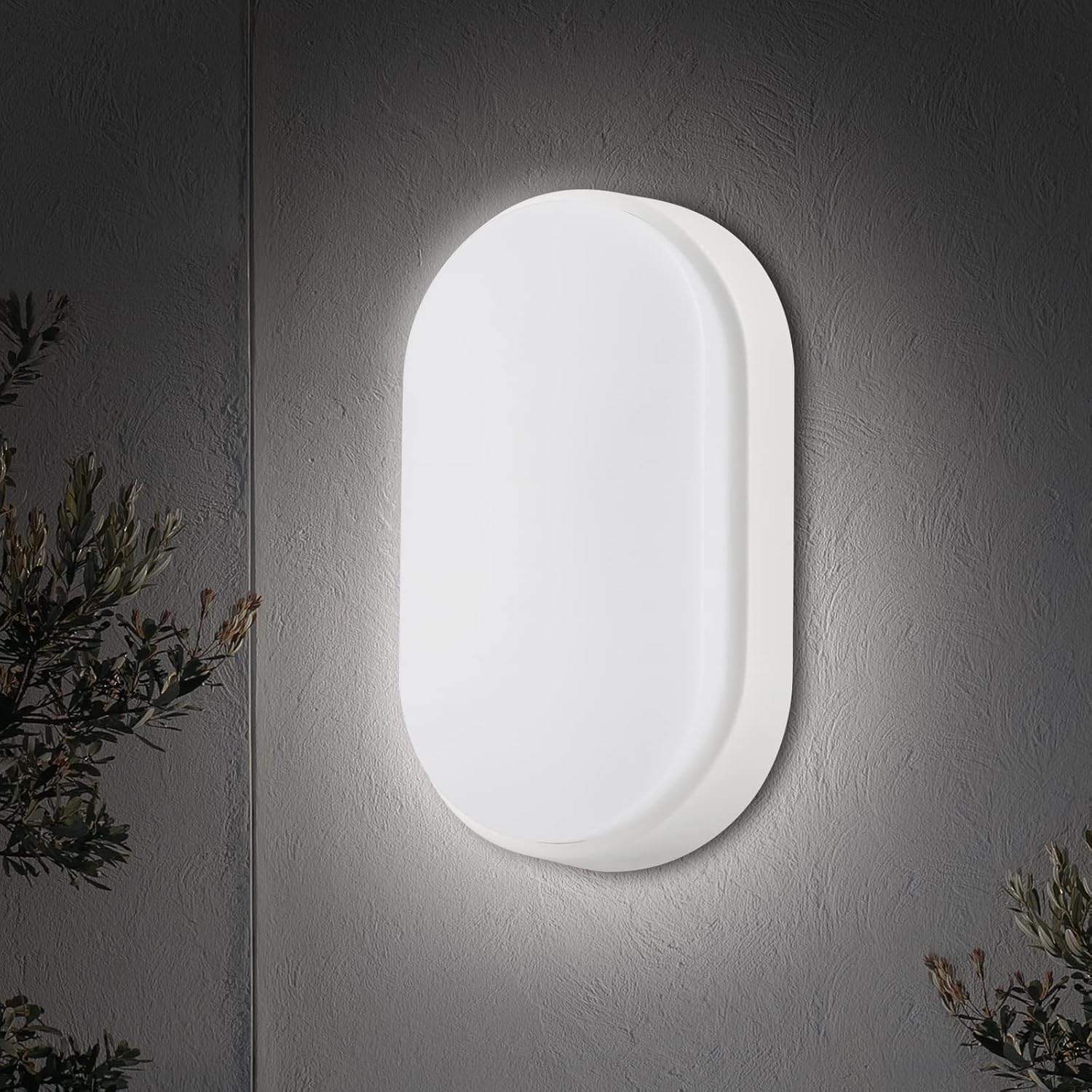18W LED 4000K IP65 Flush Wall Mounted Oval Bulkhead Light Fitting with ...