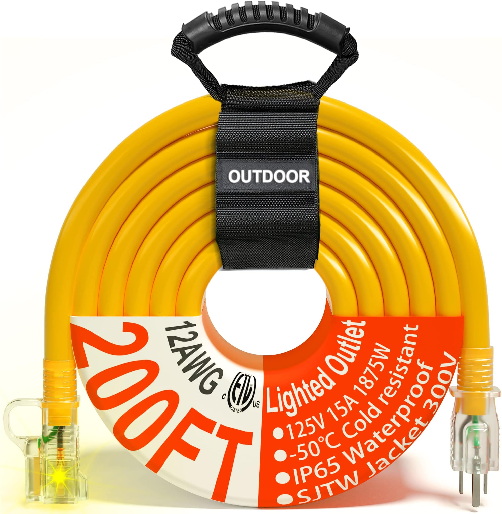 Amazon.com: PlugSaf 16/3 Gauge Black Outdoor Extension Cord 150 ft ...