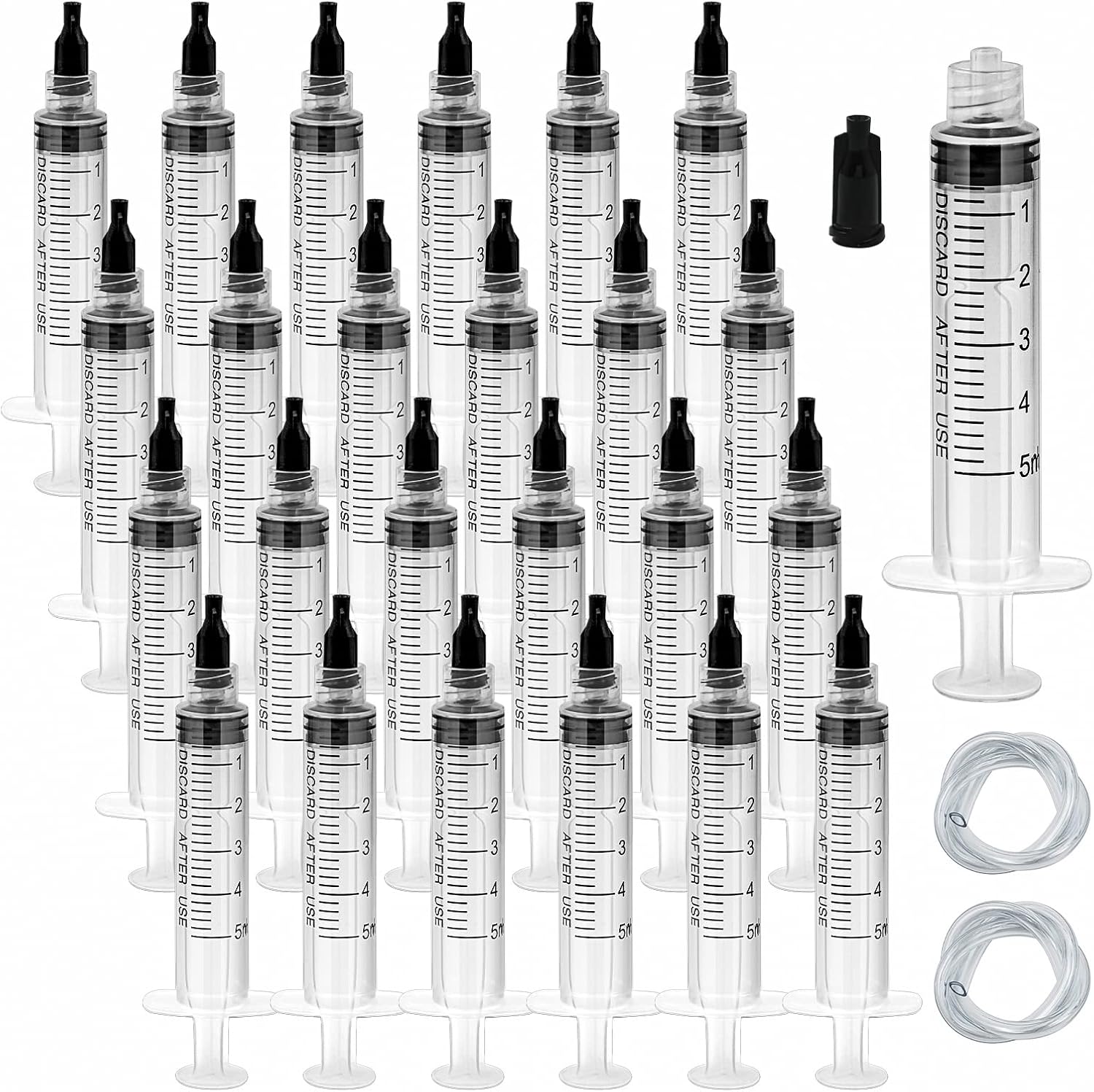 30 Pack 5ml Plastic Syringes without Needle, Luer Lock Syringes with ...