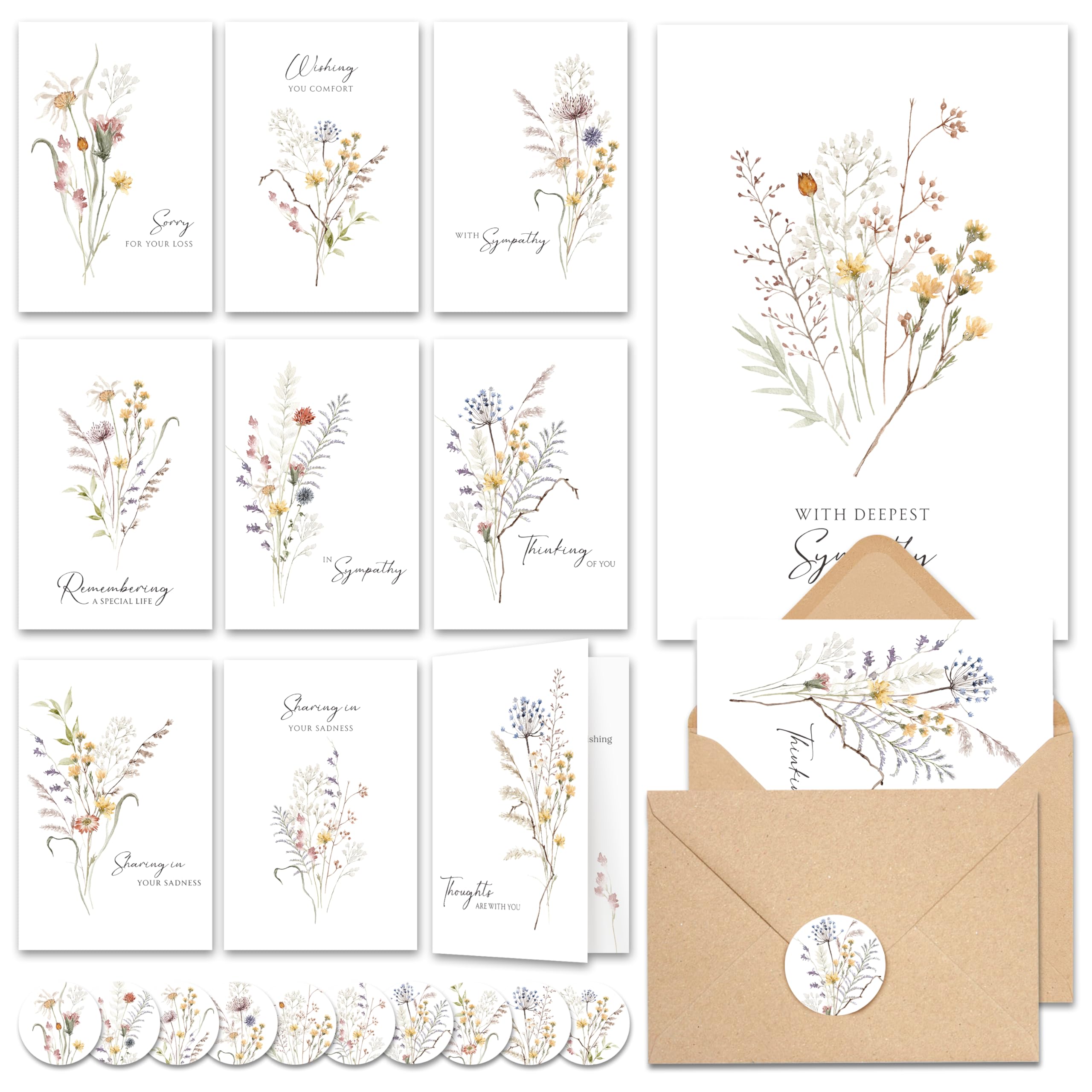 Amazon.com : 20 Pcs Sympathy Cards with Envelopes and Thoughtful ...
