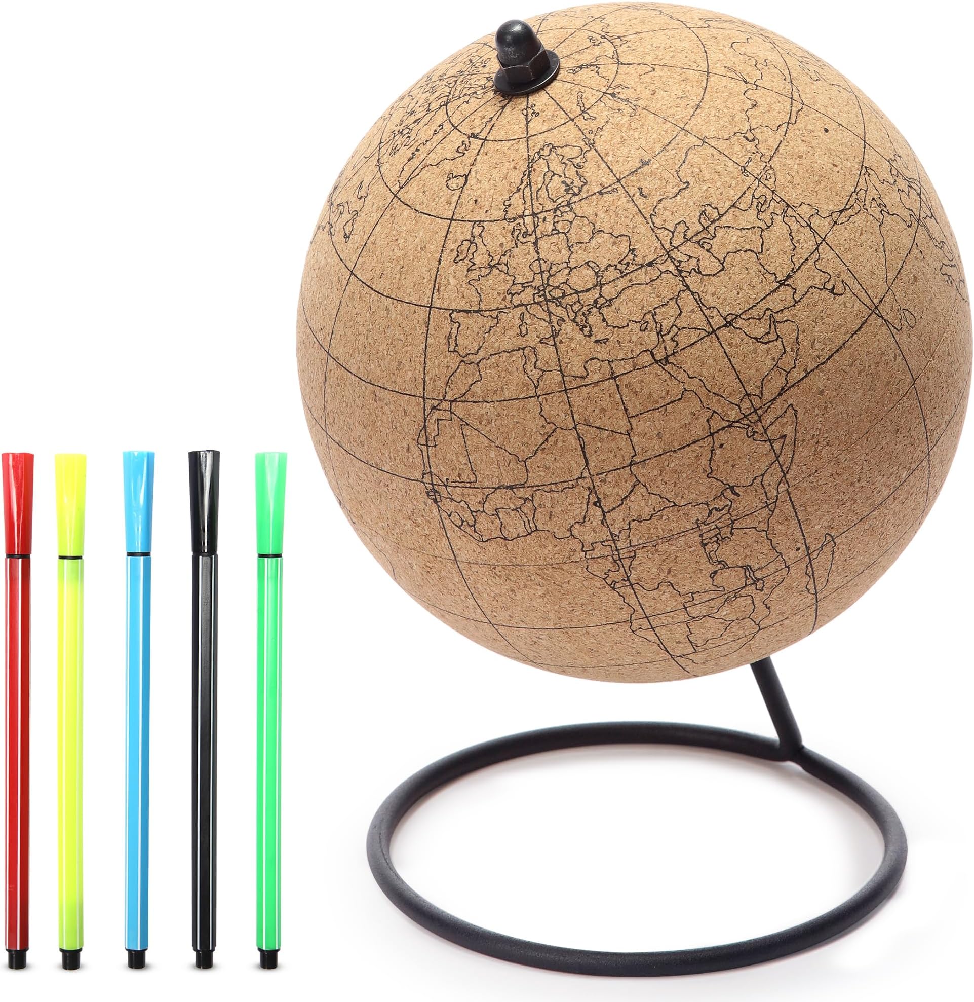 Amazon.com: Vaudagio Beautiful Cork Globe with 102 Different Push Pins ...