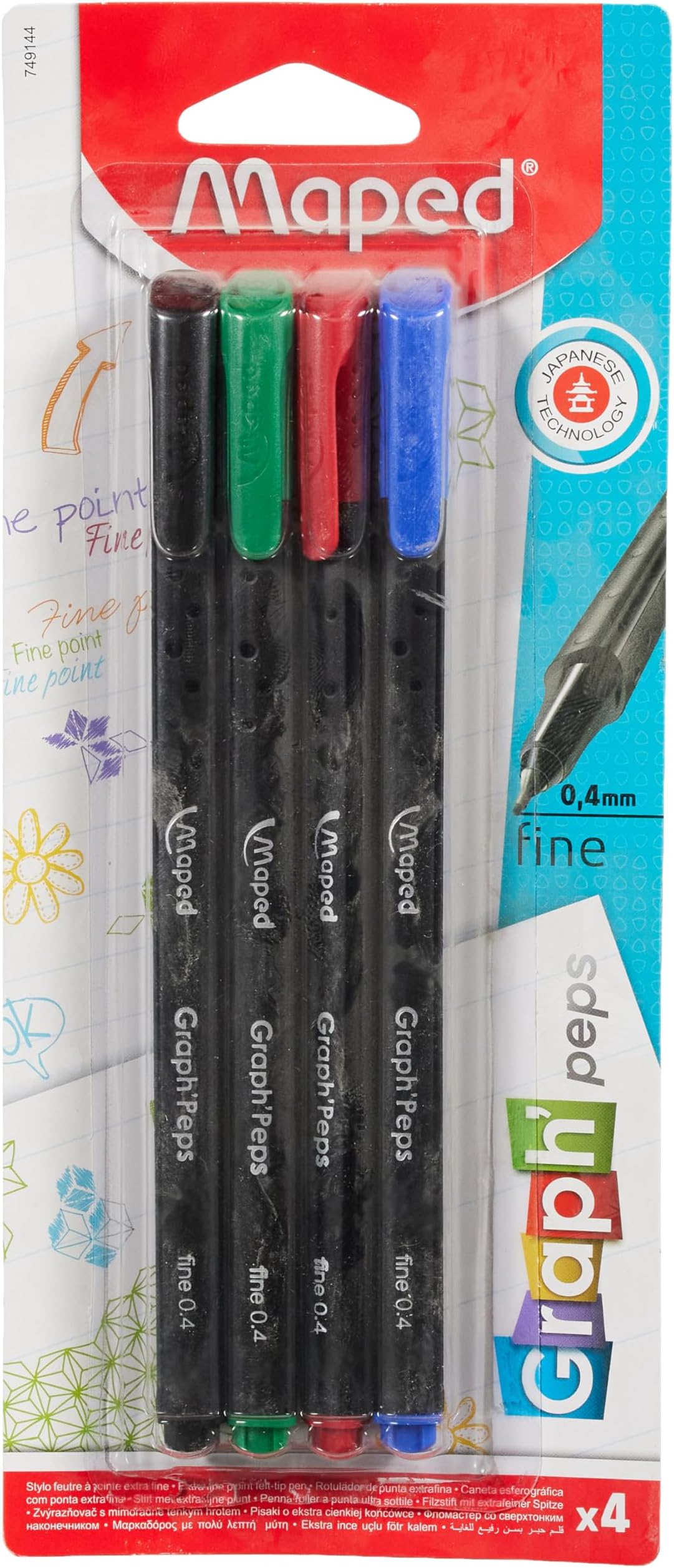 Maped - Feutres Graph'Peps - Stylos Feutres Pointe Fine 0,4 mm - Pointe ...