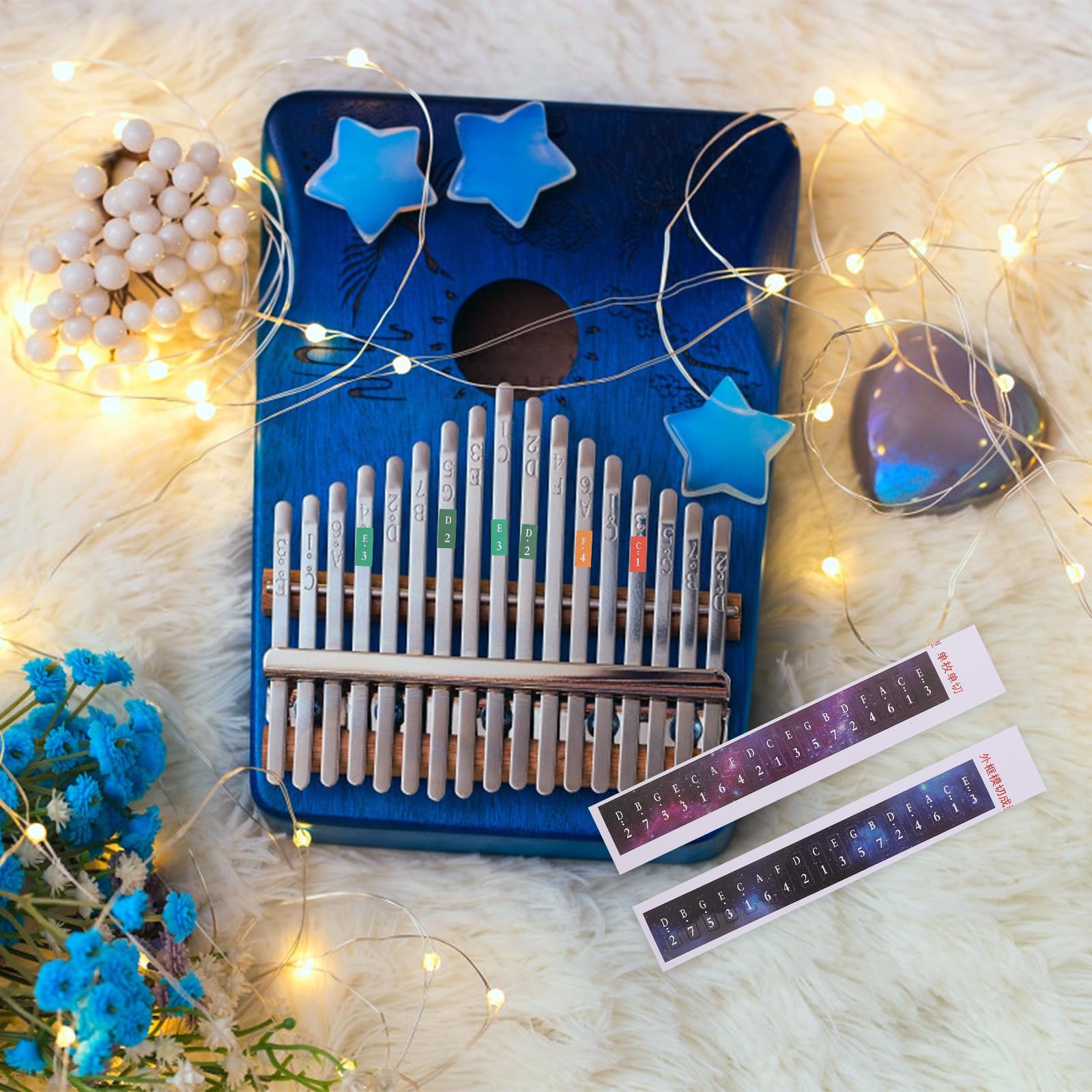 Snapklik.com : Thumb Piano Stickers 17 Keys Colorful Kalimba Scale ...