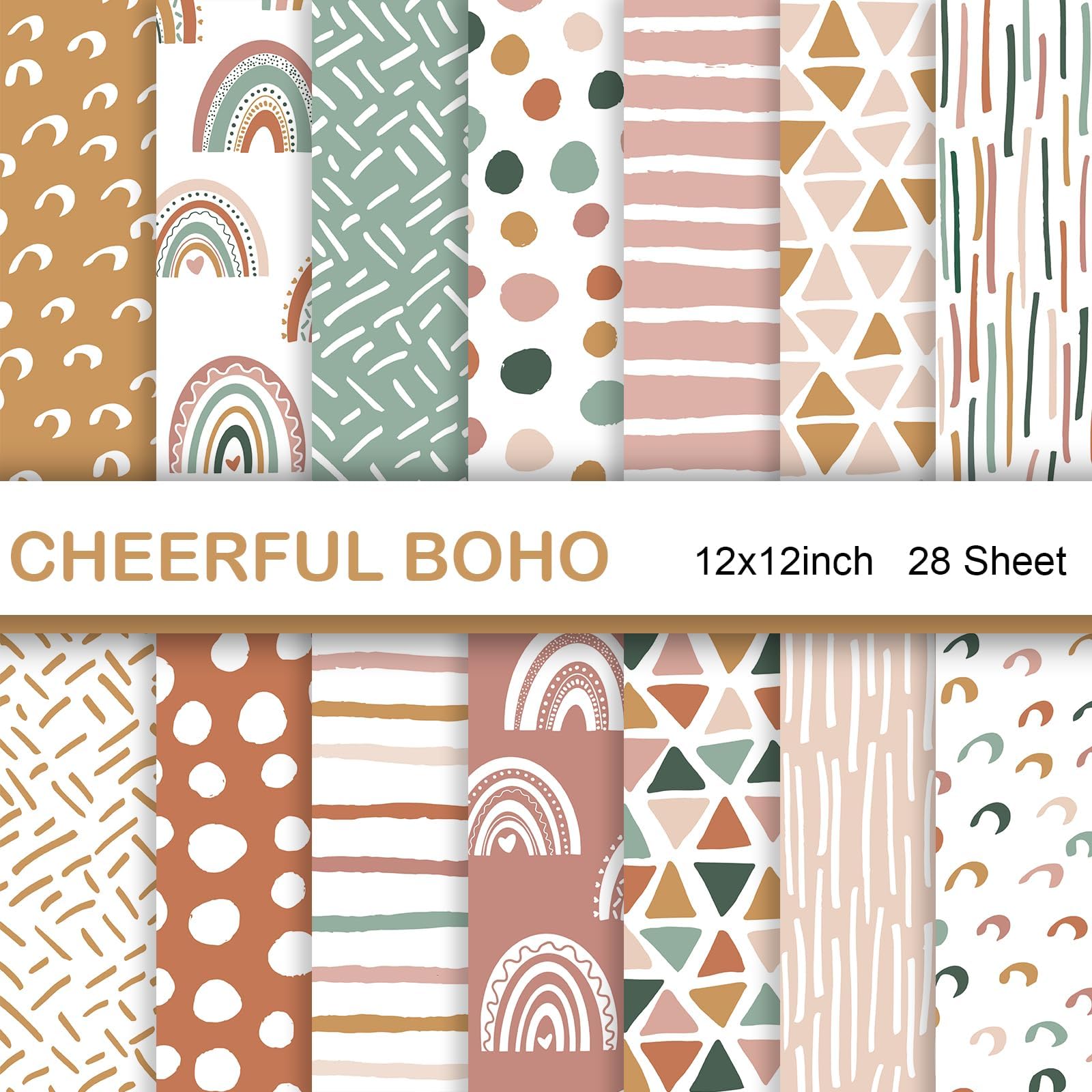 Amazon.com : 28 Boho Scrapbook Paper, 12"X12" Inch Scrapbook Paper, 90 ...